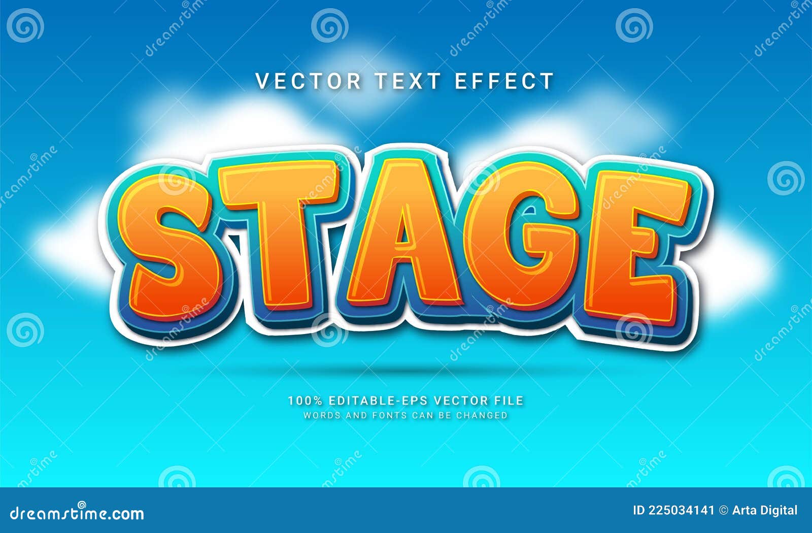 Stage 3d Text Style Effect Themed Cartoon Style Stock Vector ...