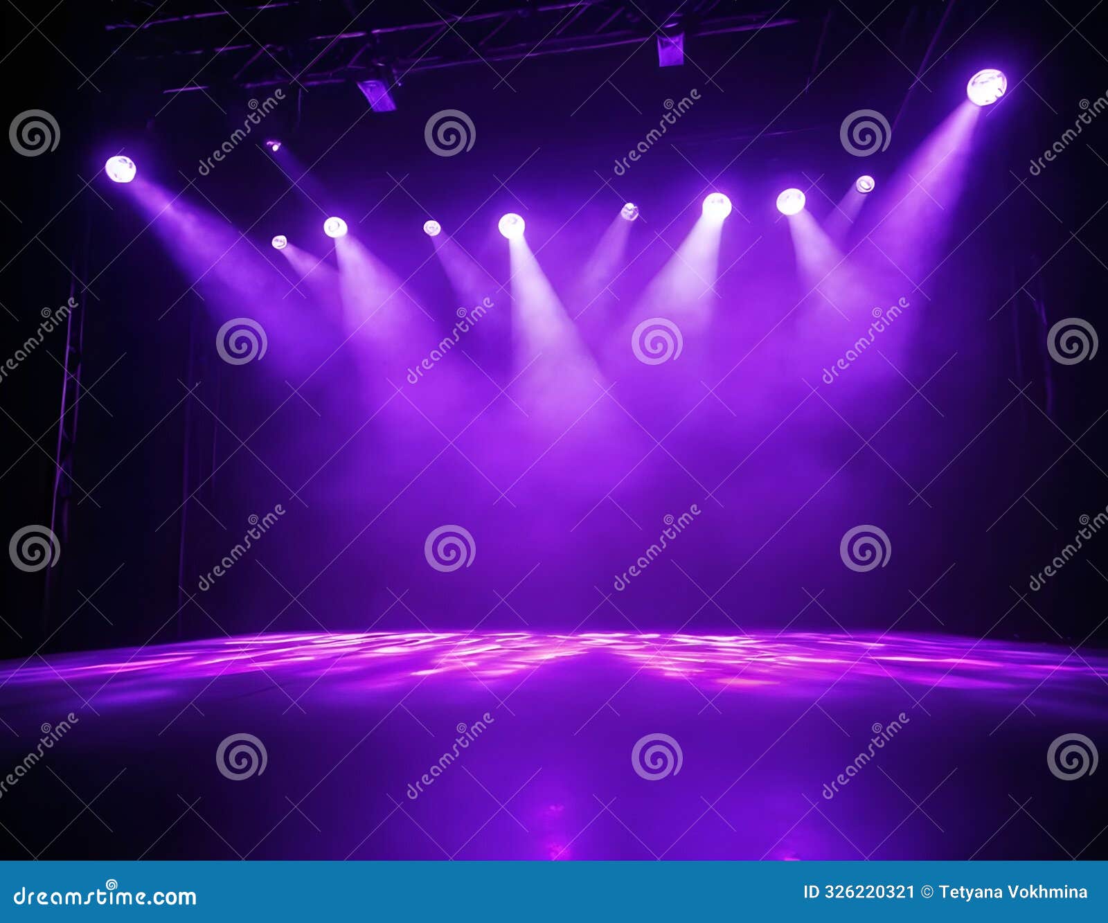 Empty Stage with Spotlights and Curtains before a Performance Stock ...