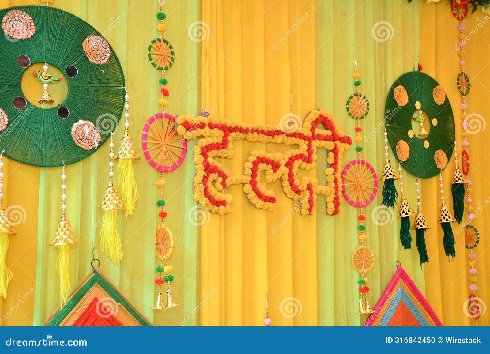 Stage Decorated for the Traditional Haldi Ceremony Stock Photo - Image ...