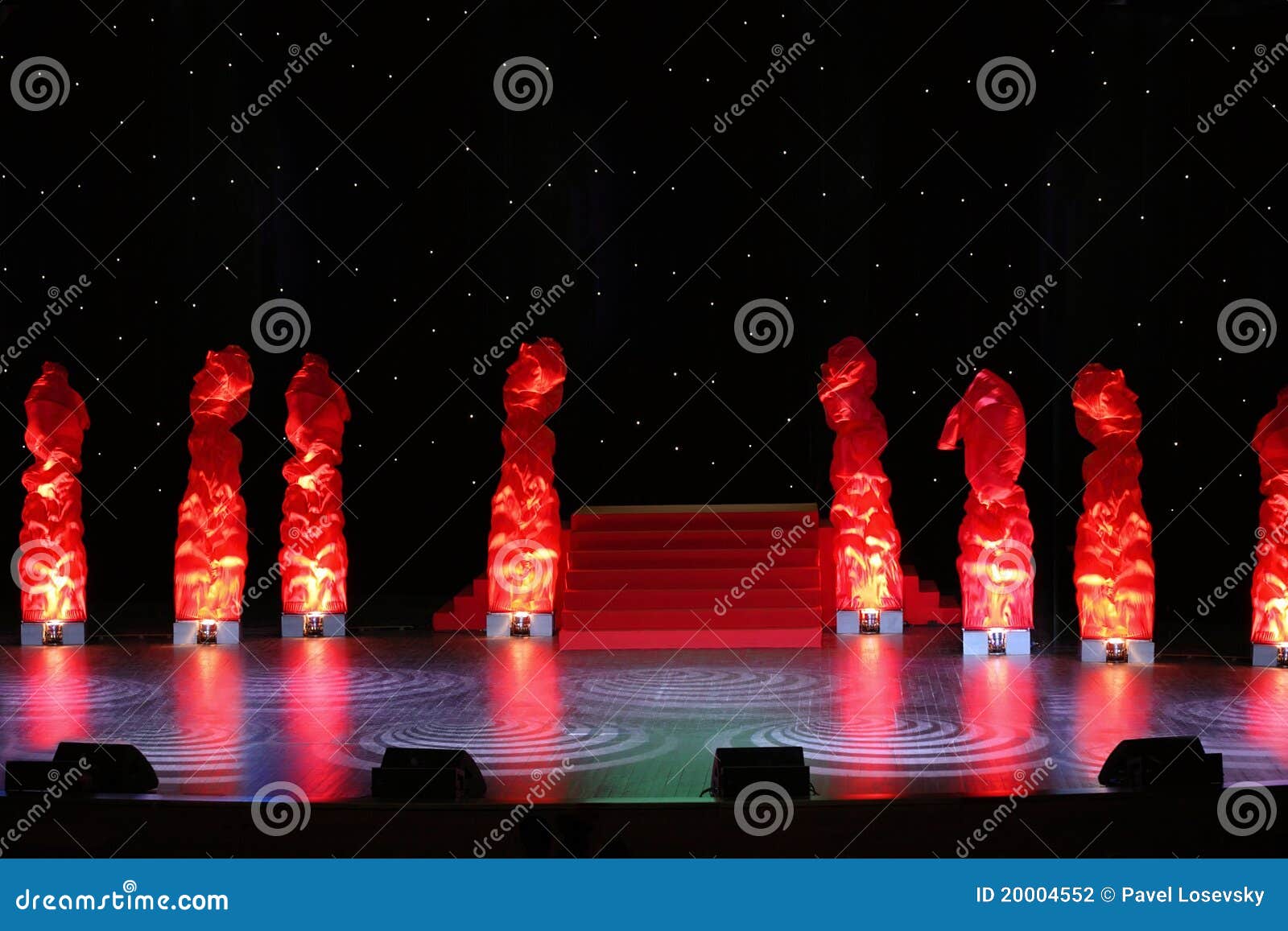 Stage is Designed Artificial Fires and Nightly Sky Stock Photo - Image ...