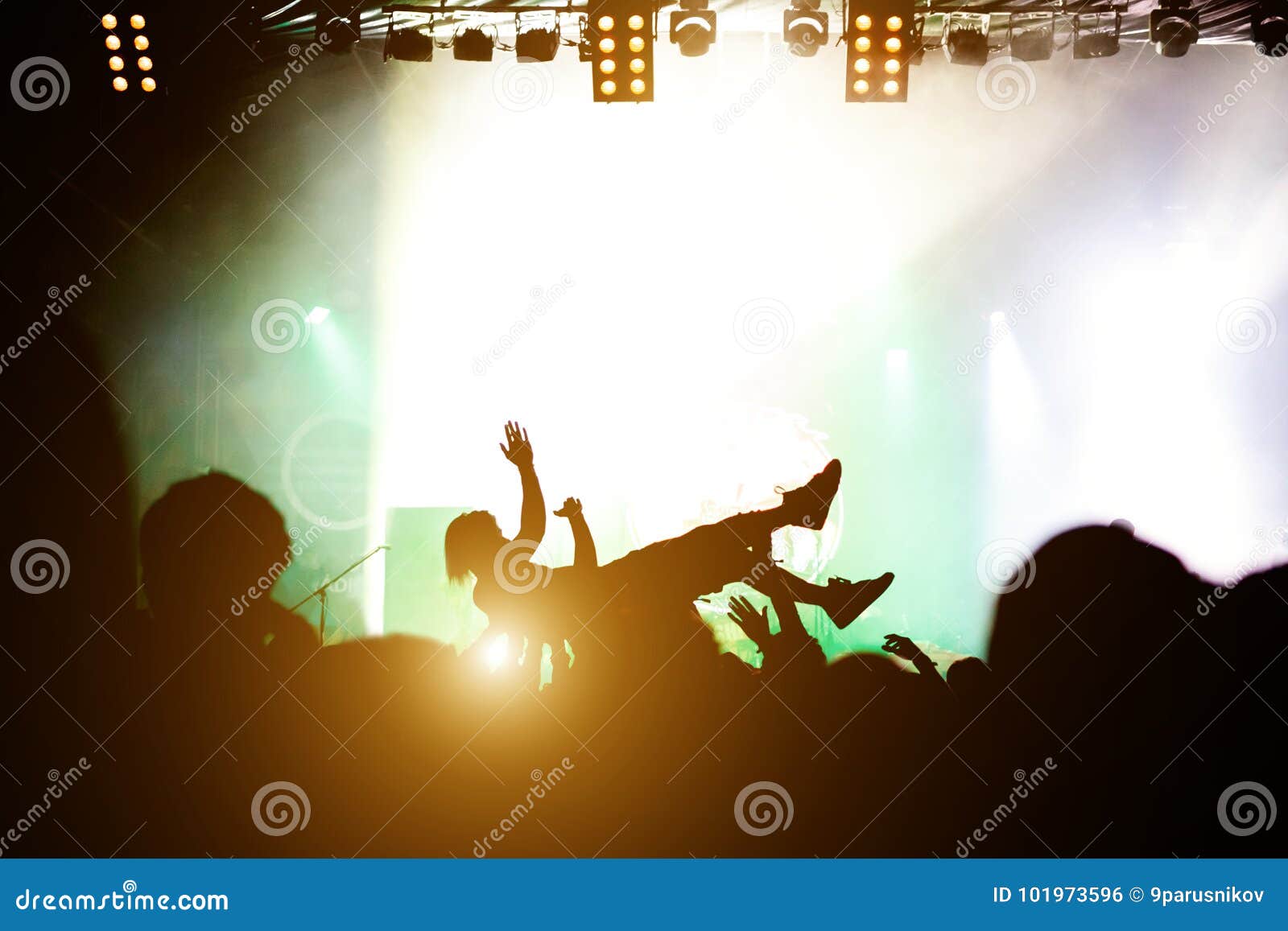 Stage Diving. Crowd Surfing during a Musical Performance Stock Photo ...