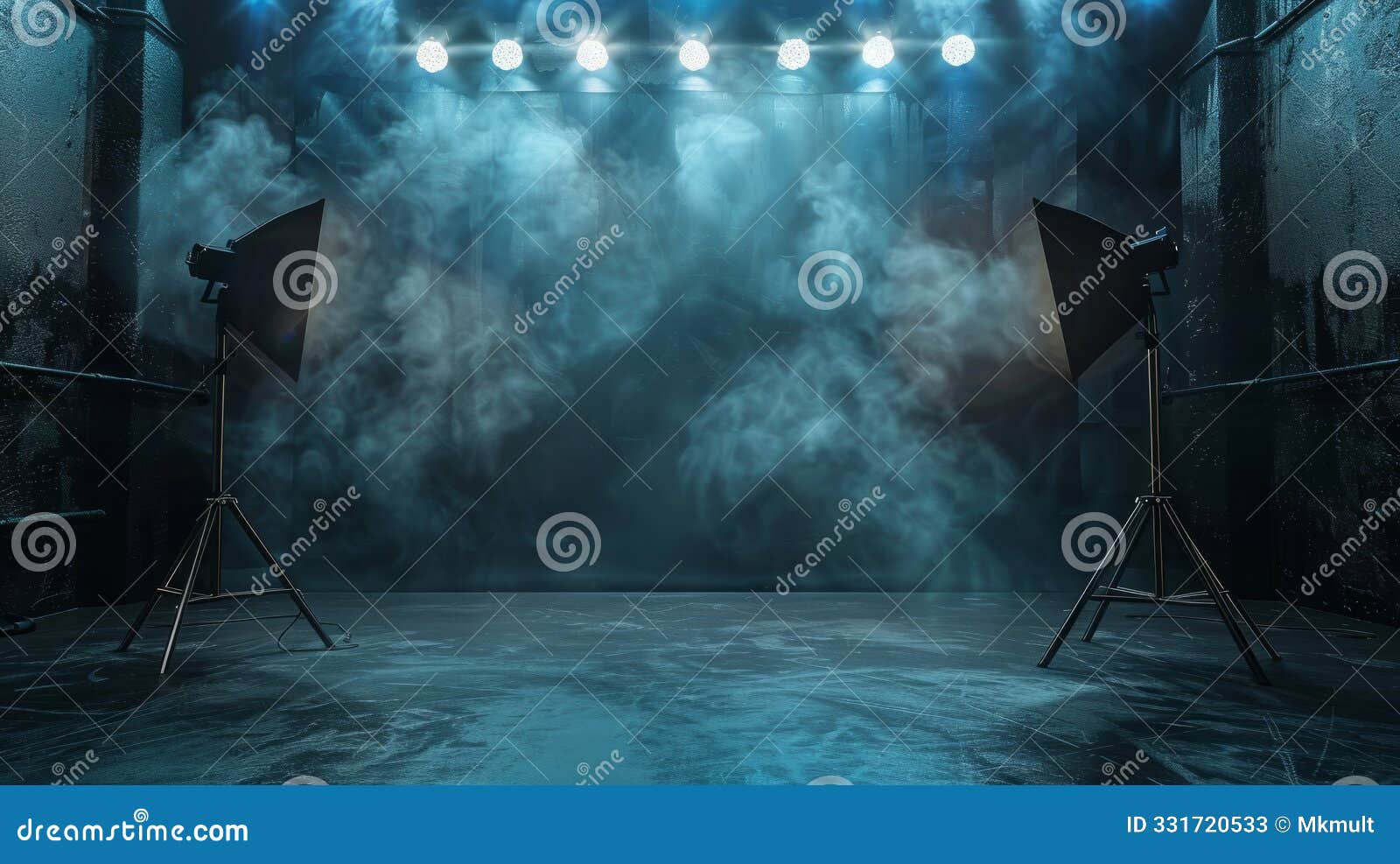 Stage with Dramatic Lighting and Fog Effects in an Empty Theater Space ...