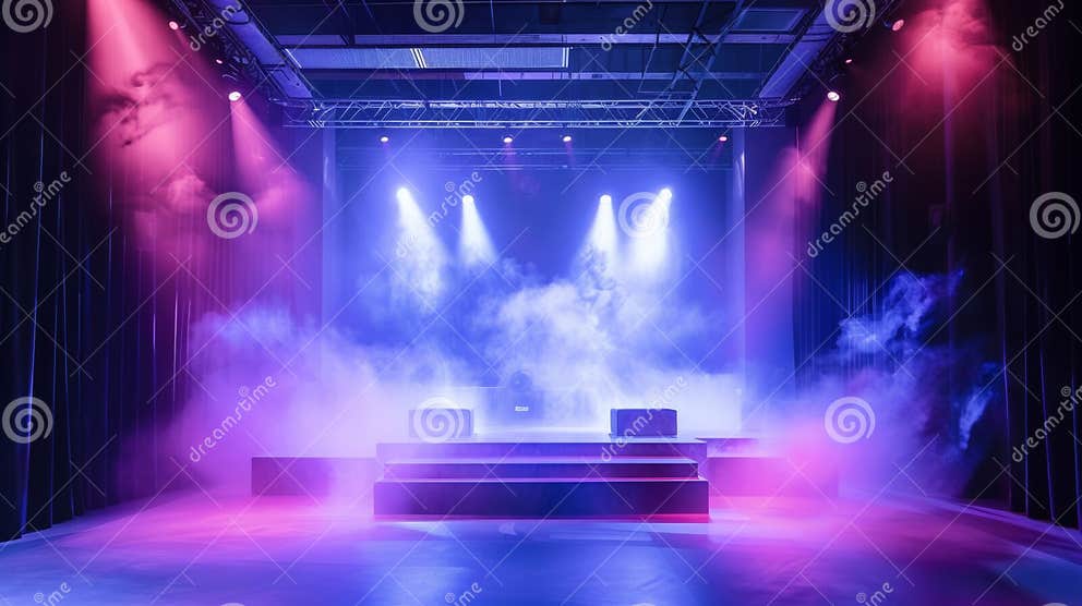 Stage with Dramatic Lighting and Smoke Effects Stock Image - Image of ...