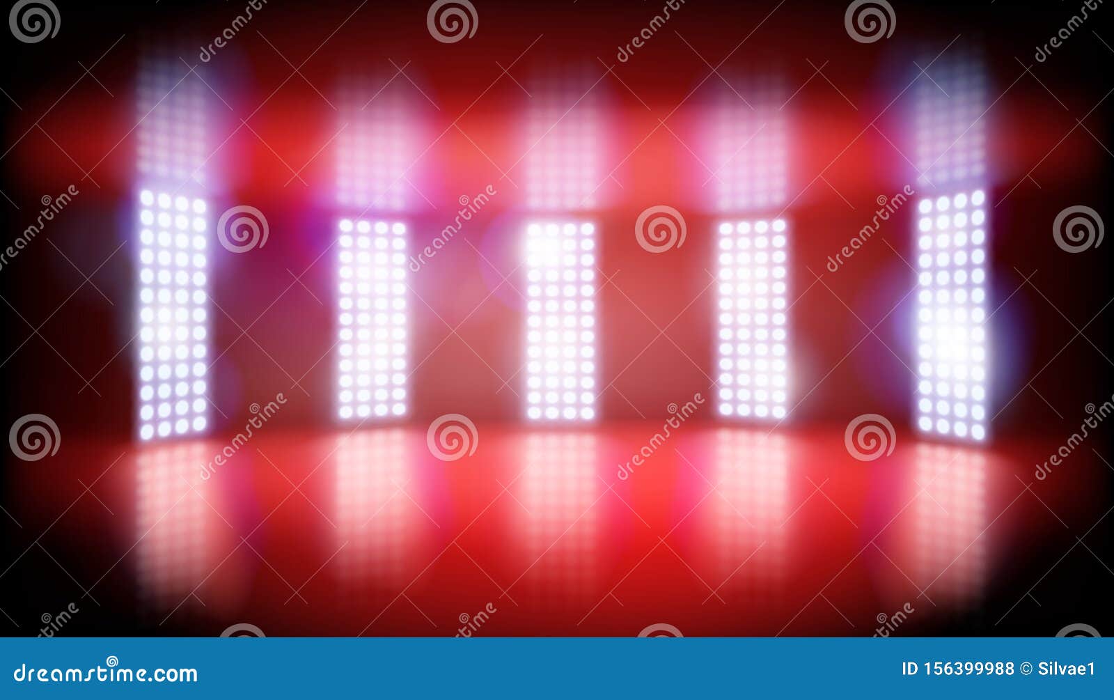 Red Lights on the Stage before the Show. Vector Illustration. Stock ...