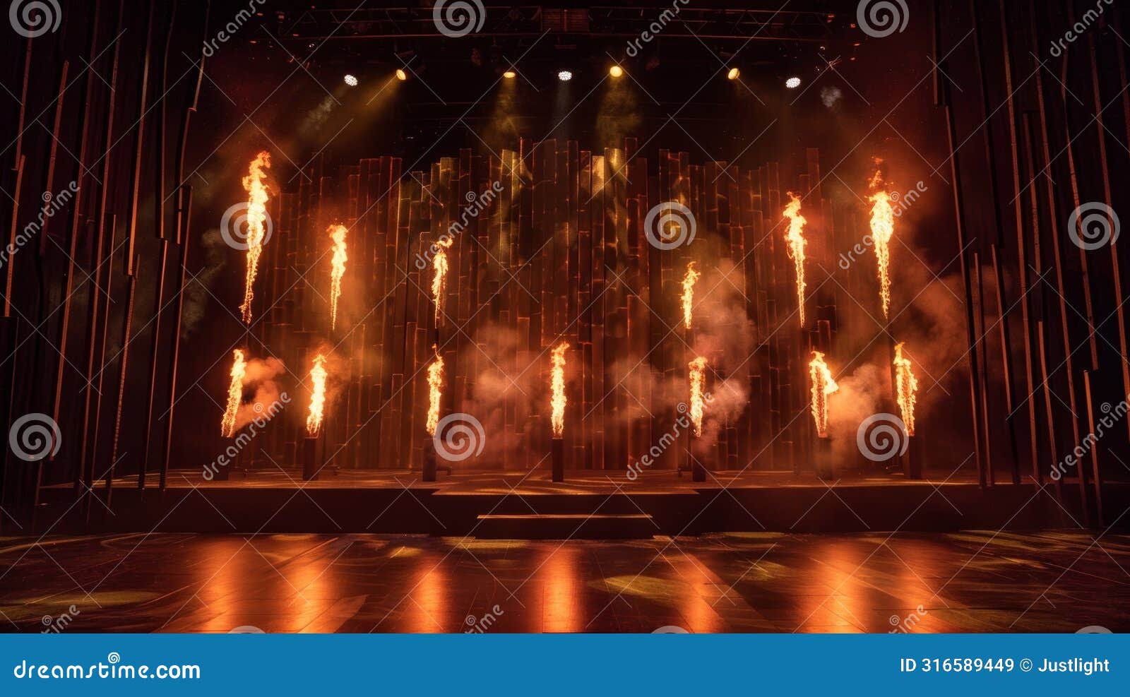 The Stage is Flanked by Towering Torches Casting Dancing Shadows on the ...