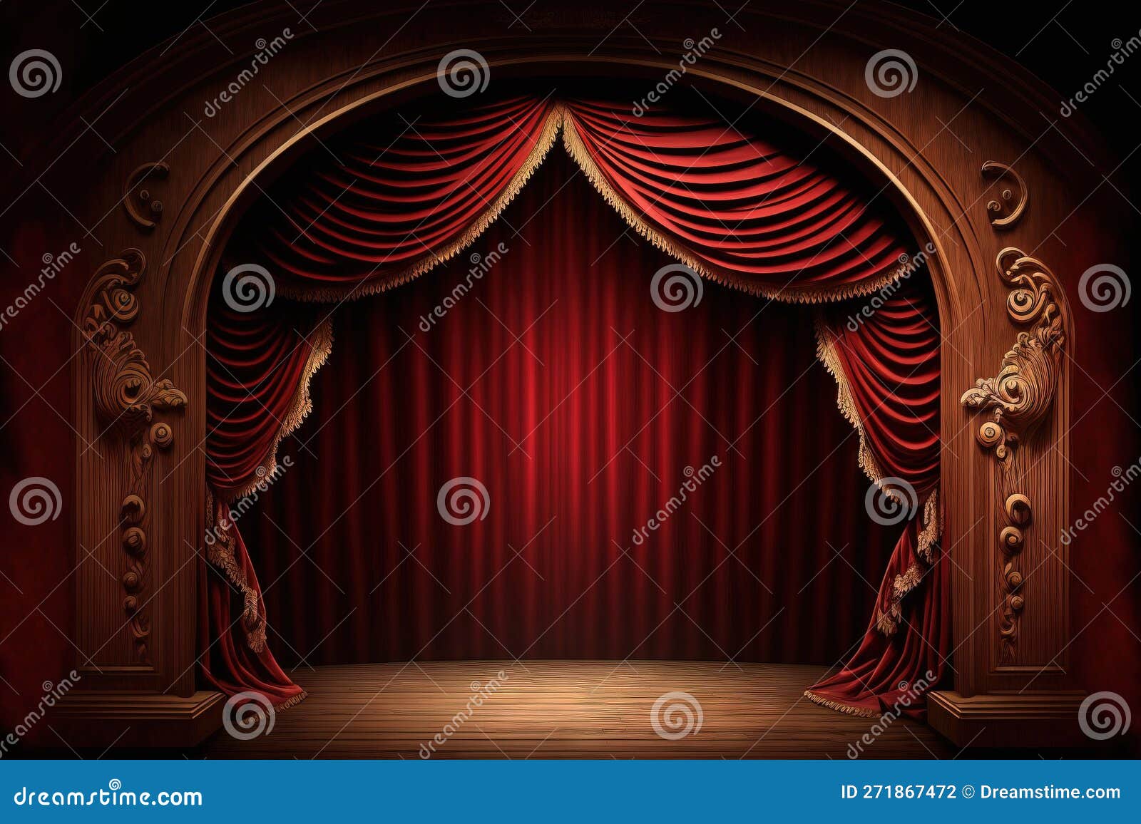Stage Floor Made of Wood and Velvet Stock Illustration - Illustration ...