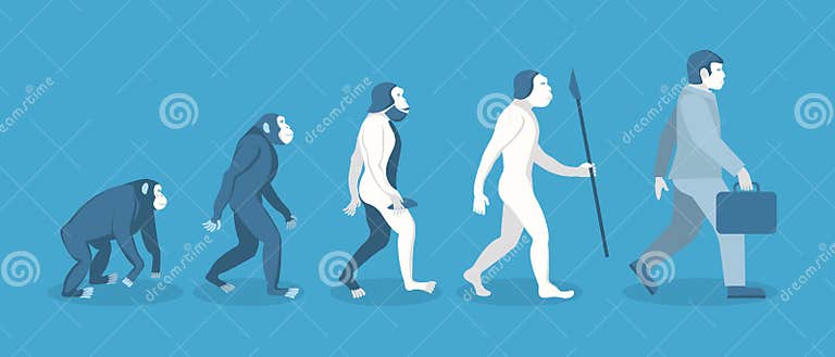 Stage of Human Evolution from Monkey To Businessman. Vector Stock ...