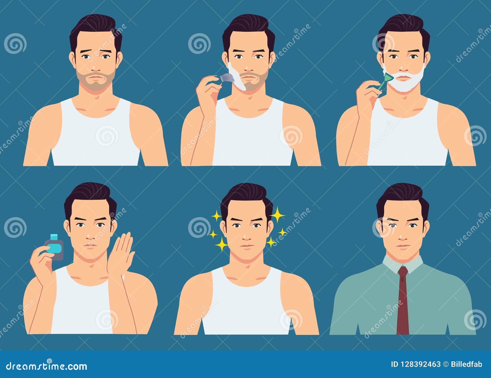 The Stage Illustration of the Handsome Man Shaves His Beard. Stock ... The Stage Illustration of the Handsome Man Shaves His Beard. Stock ...