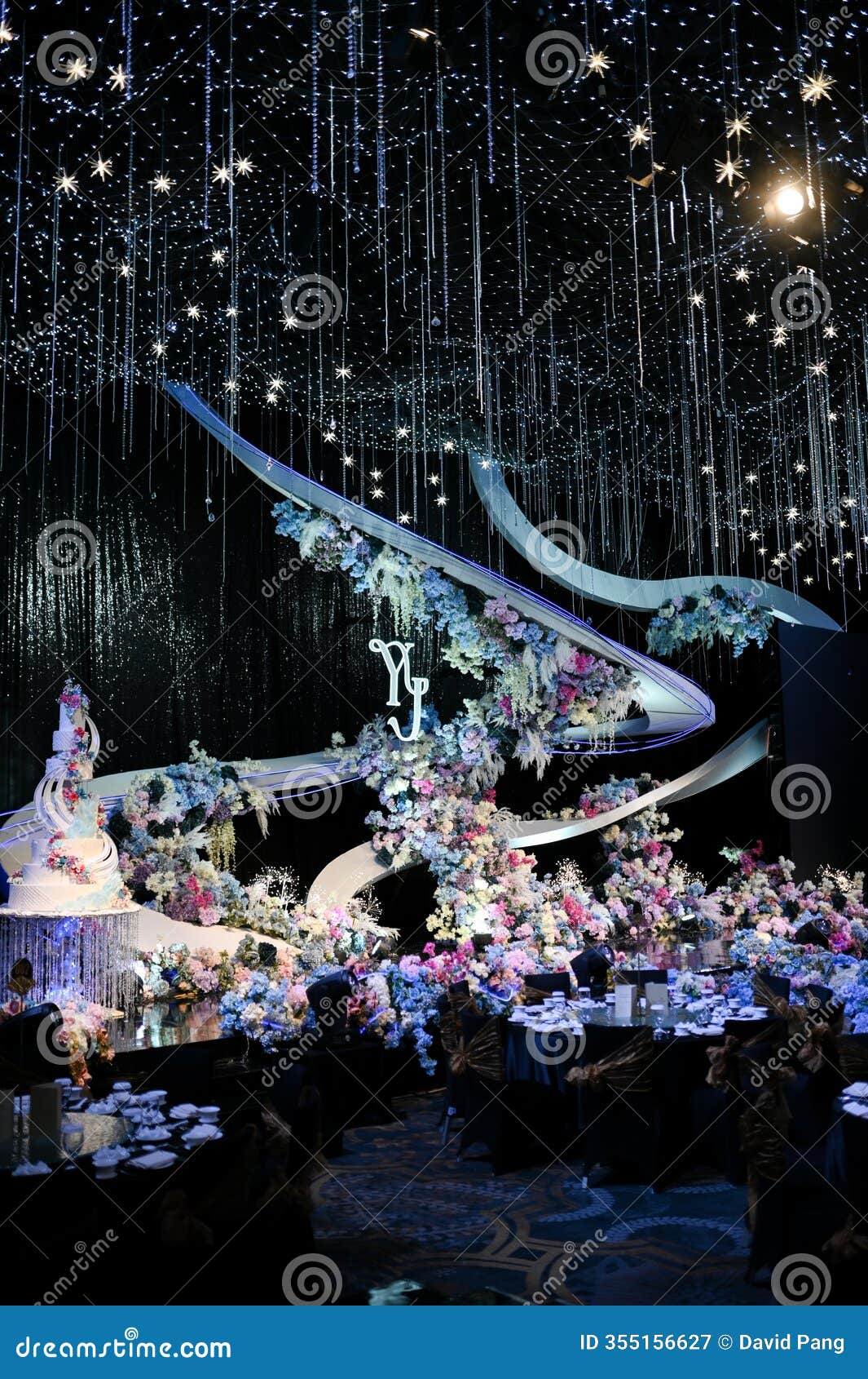 Stage with Laser Lighting Effect and Starlight Blue Theme Environment ...