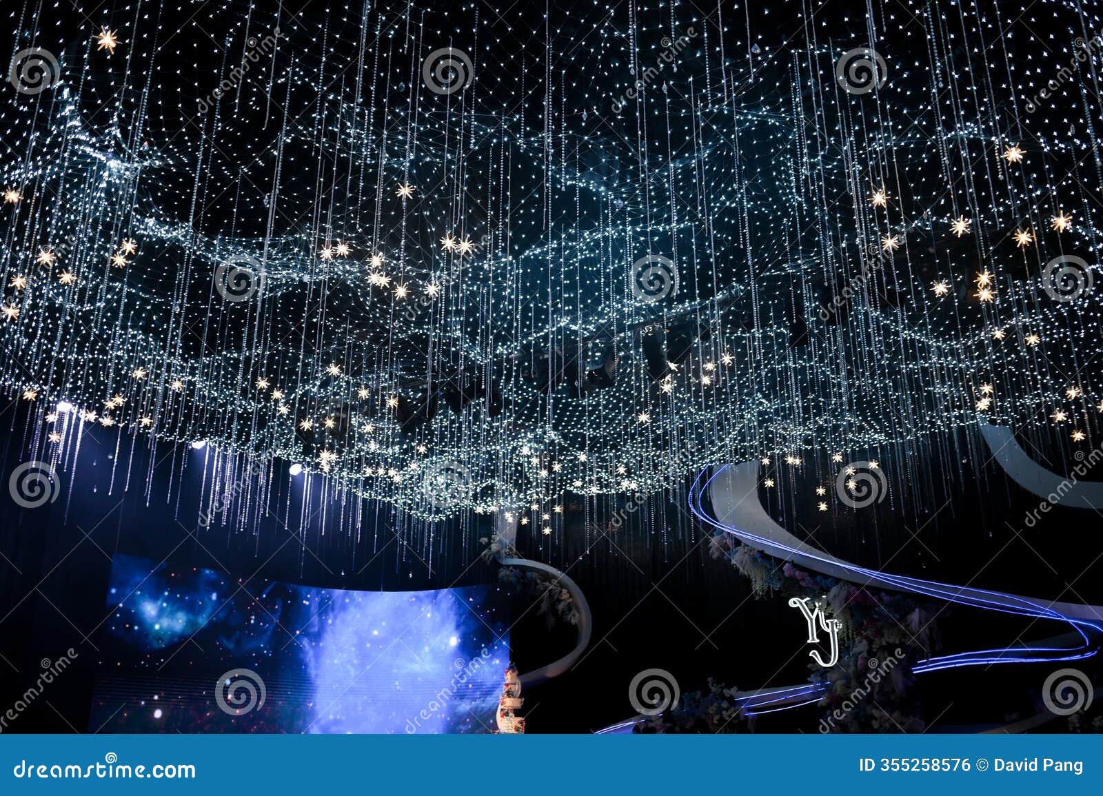 Stage with Laser Lighting Effect and Starlight Blue Theme Environment ...