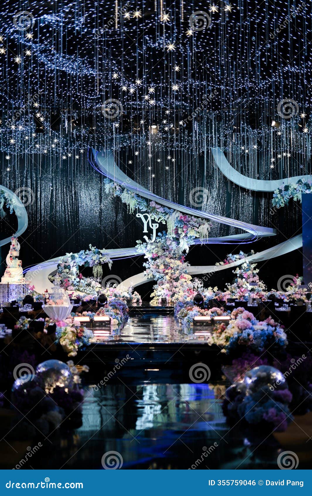 Stage with Laser Lighting Effect and Starlight Blue Theme Environment ...