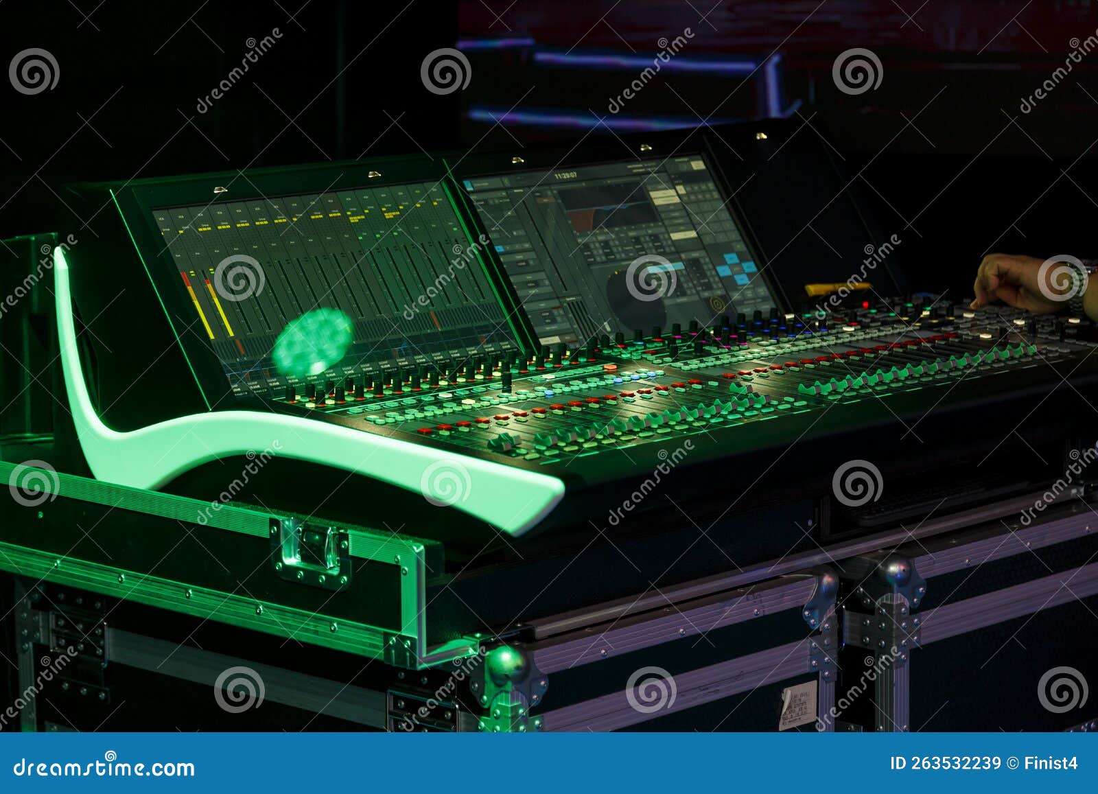 The Stage Light Control Panel is Operated by an Engineer S Hand in ...