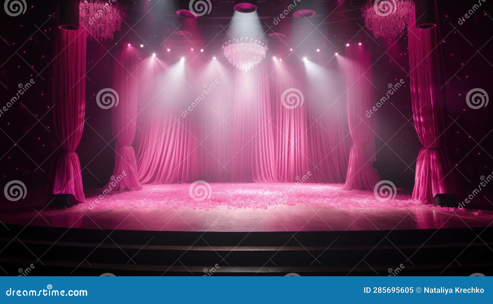 Stage Light and Pink Glitter Lights on Floor. Abstract Background Stock ...