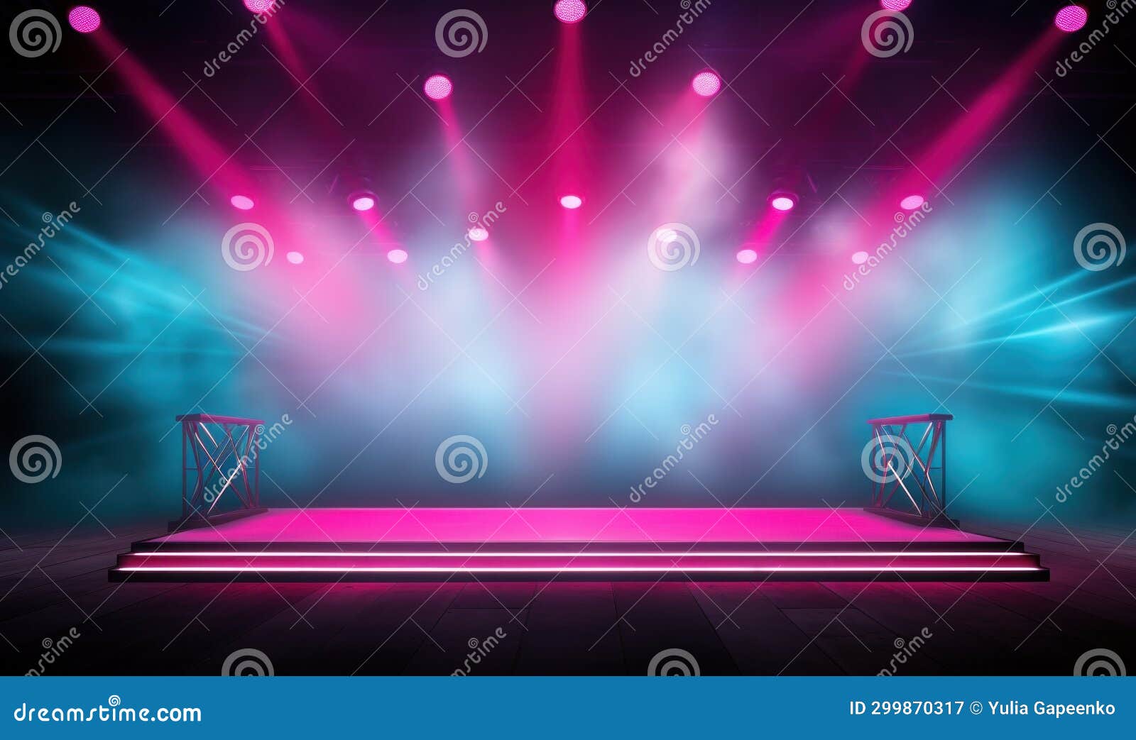 Stage and Light Stands with a Pink Lighting, Stock Image - Image of ...