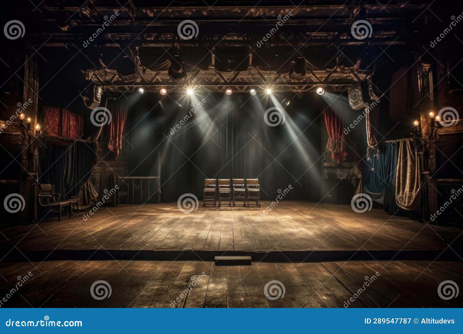 Stage Lighting Equipment Illuminating an Empty Stage Stock Illustration ...