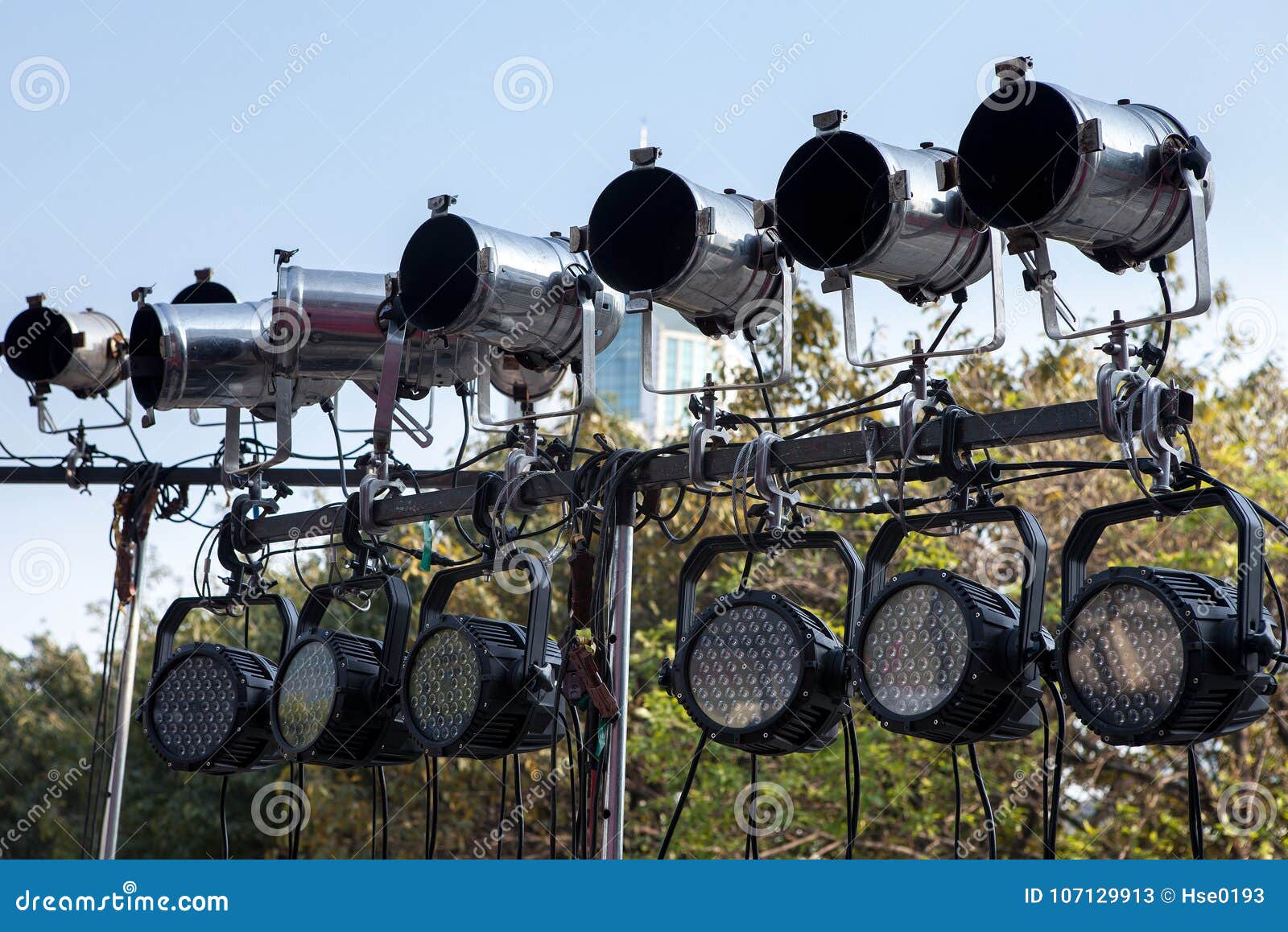 Stage lighting equipment stock image. Image of stage - 107129913