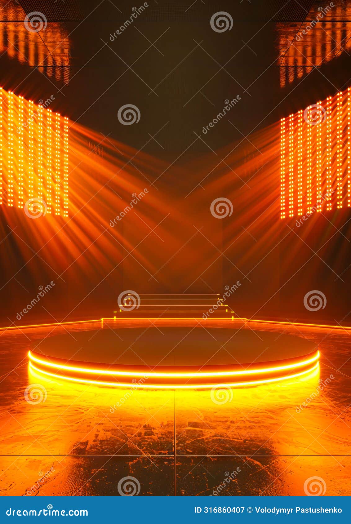 A Stage with Lights and a Circular Stage Stock Image - Image of ...