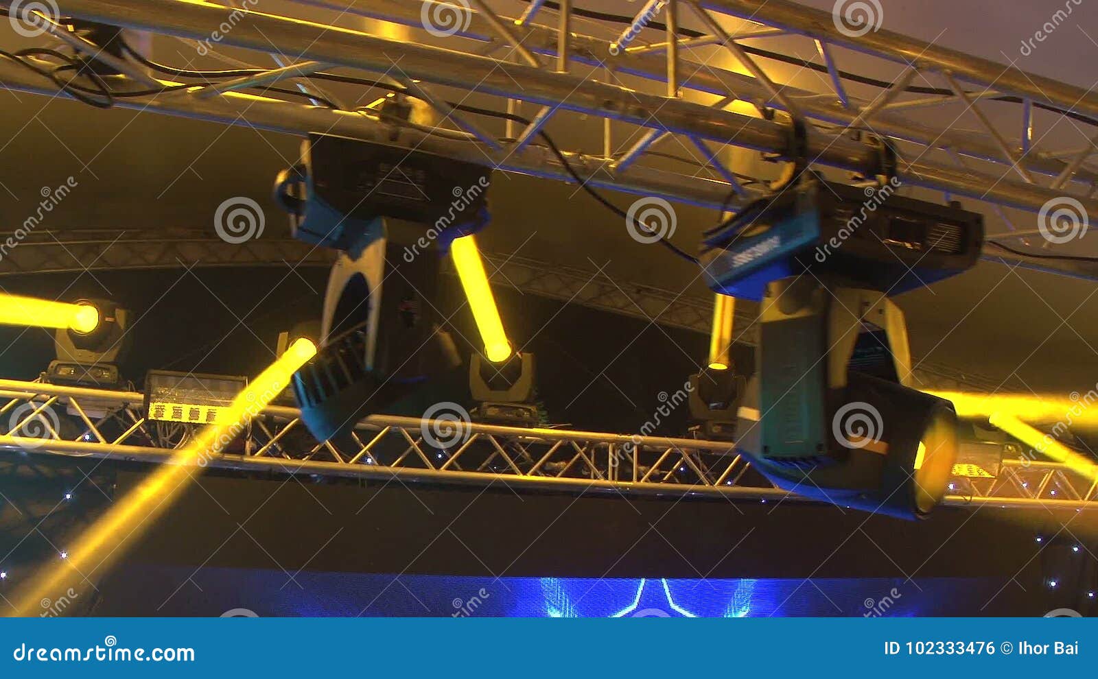 Stage Lights at the Concert with Fog, Stage Lights on a Console ...