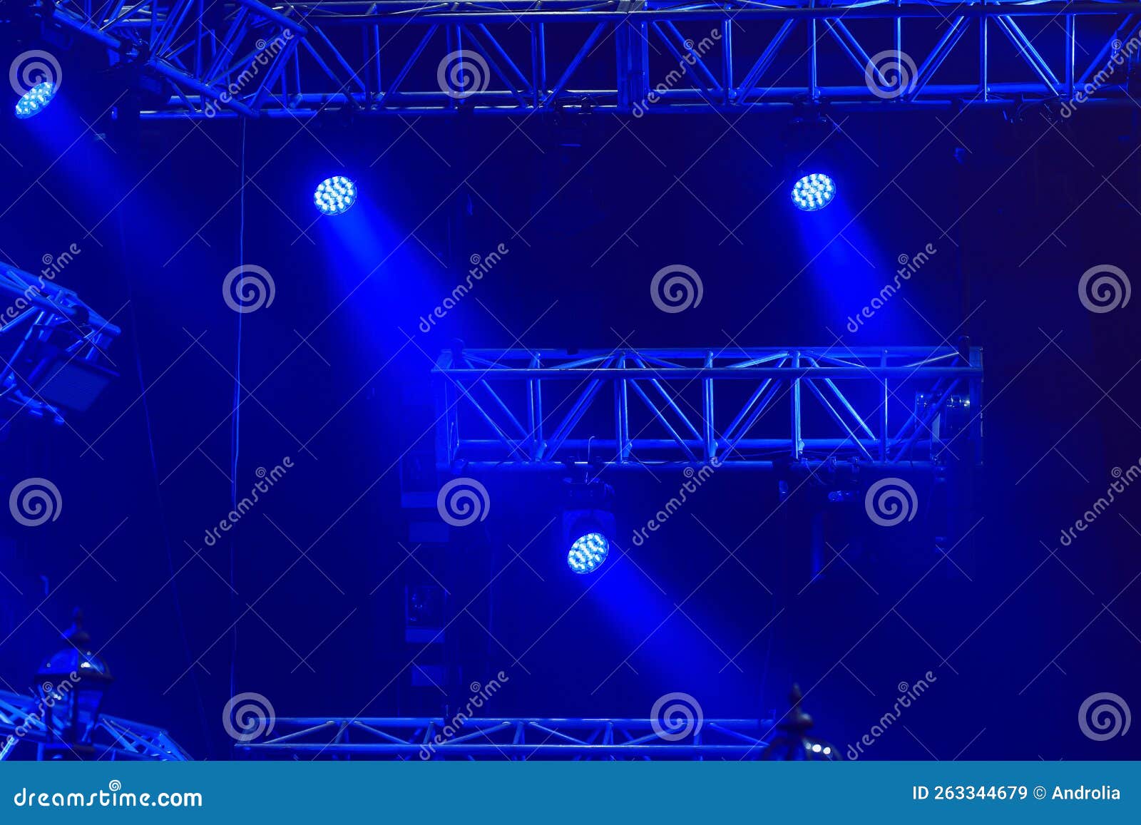 Stage Lights on a Console at a Concert Against Blue Background Stock ...