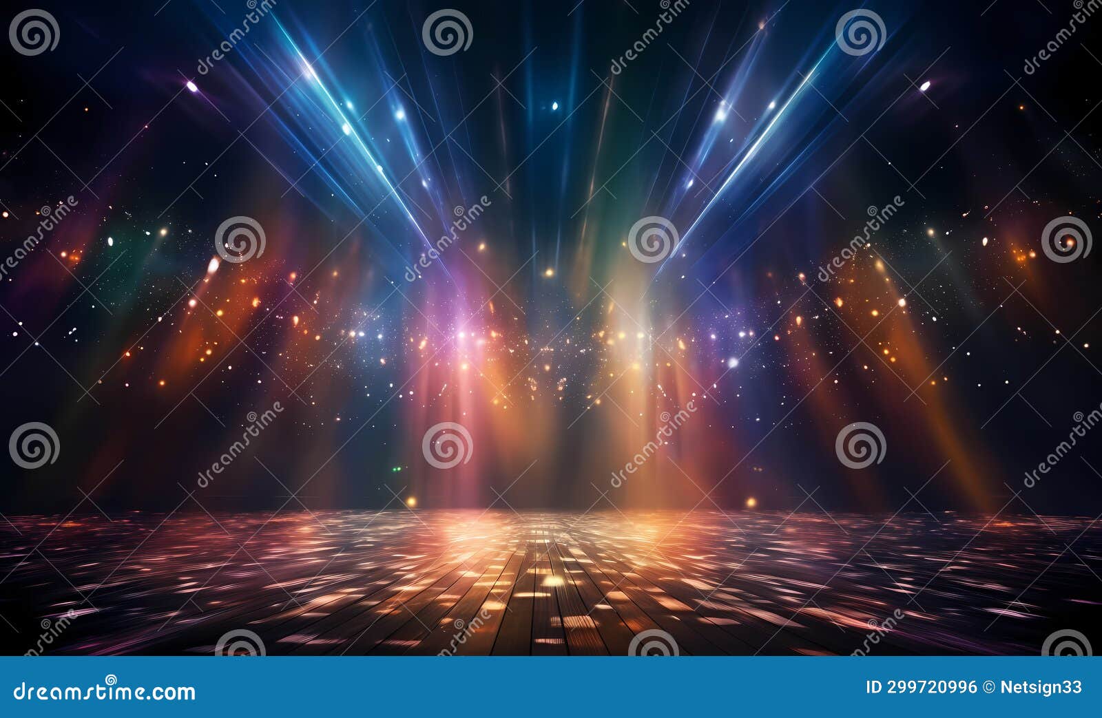 A Stage with Lights and a Disco Ball, Colorful Stage Lights Stock ...