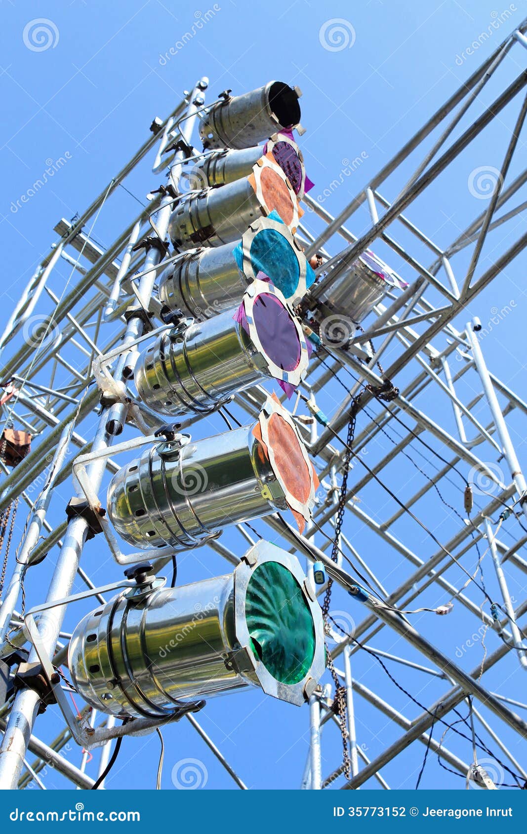 Stage Lights at an Outdoor Concert Stock Photo - Image of steel ...