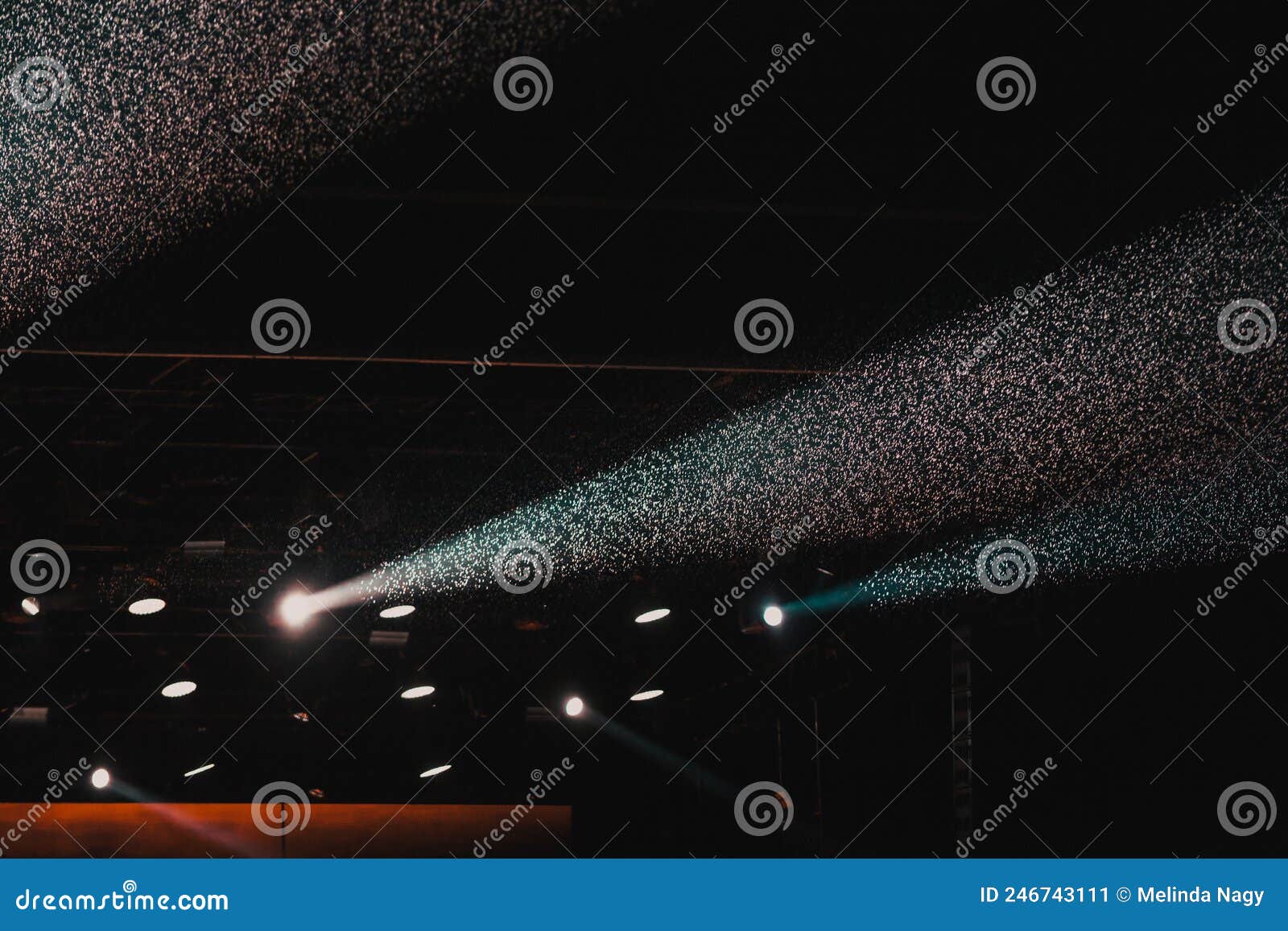 Stage lights in the rain stock image. Image of light - 246743111