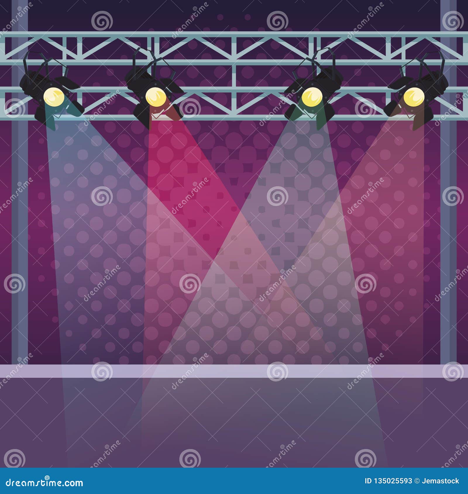 Stage with lights stock vector. Illustration of spotlight - 135025593