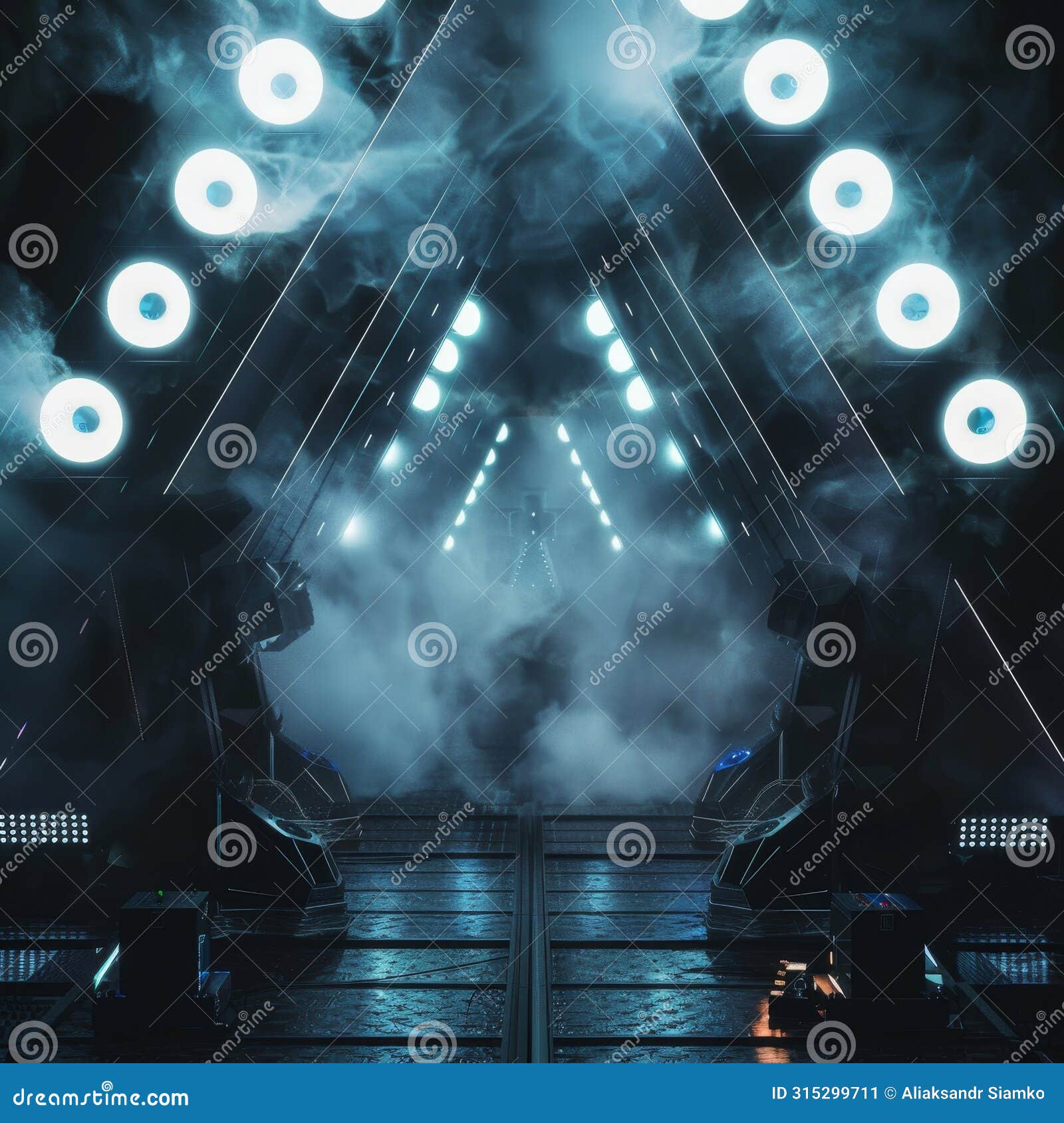 A Stage with Lights and Smoke Stock Illustration - Illustration of ...