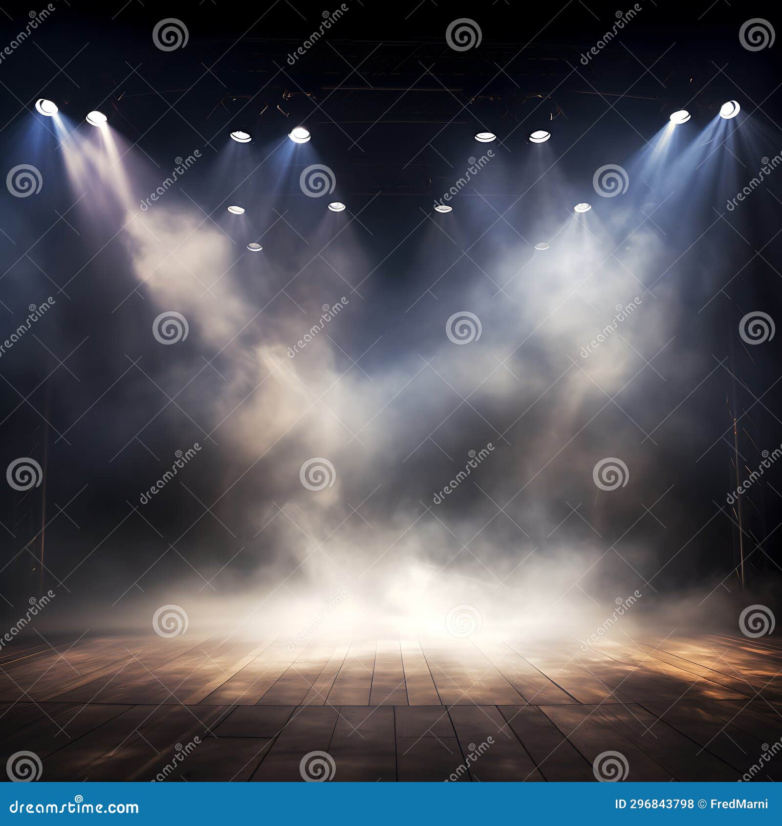 A Stage with Lights and Smoke Stock Illustration - Illustration of dark ...