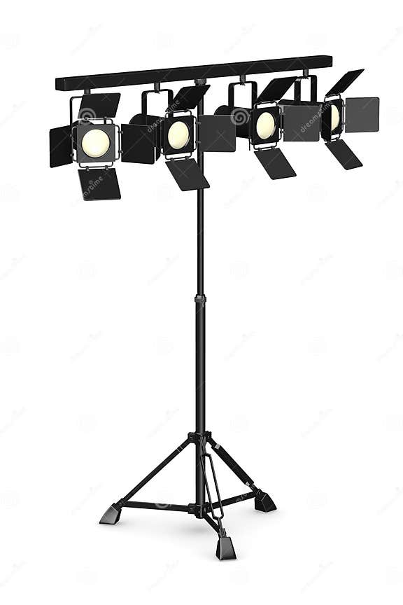 4 stage lights on stand stock illustration. Illustration of spotlamp ...
