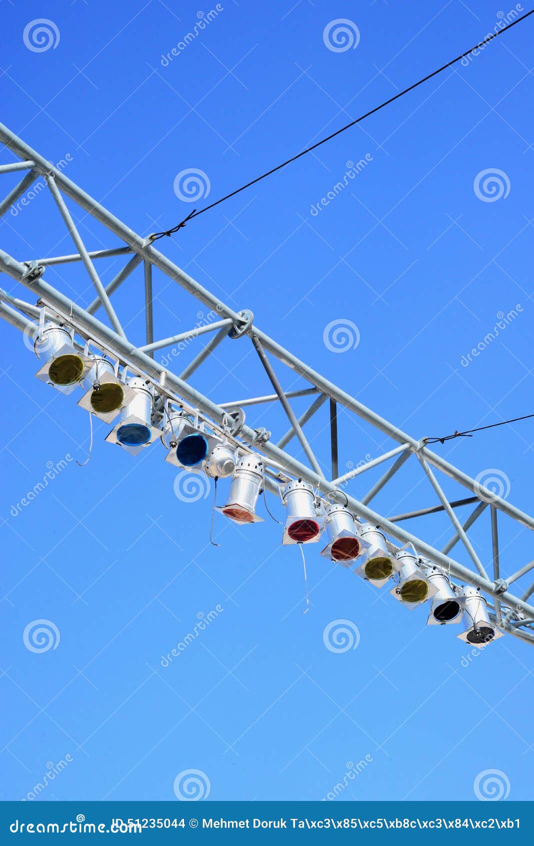 Stage Lights on Steel Girder Stock Photo - Image of angle, craft: 51235044