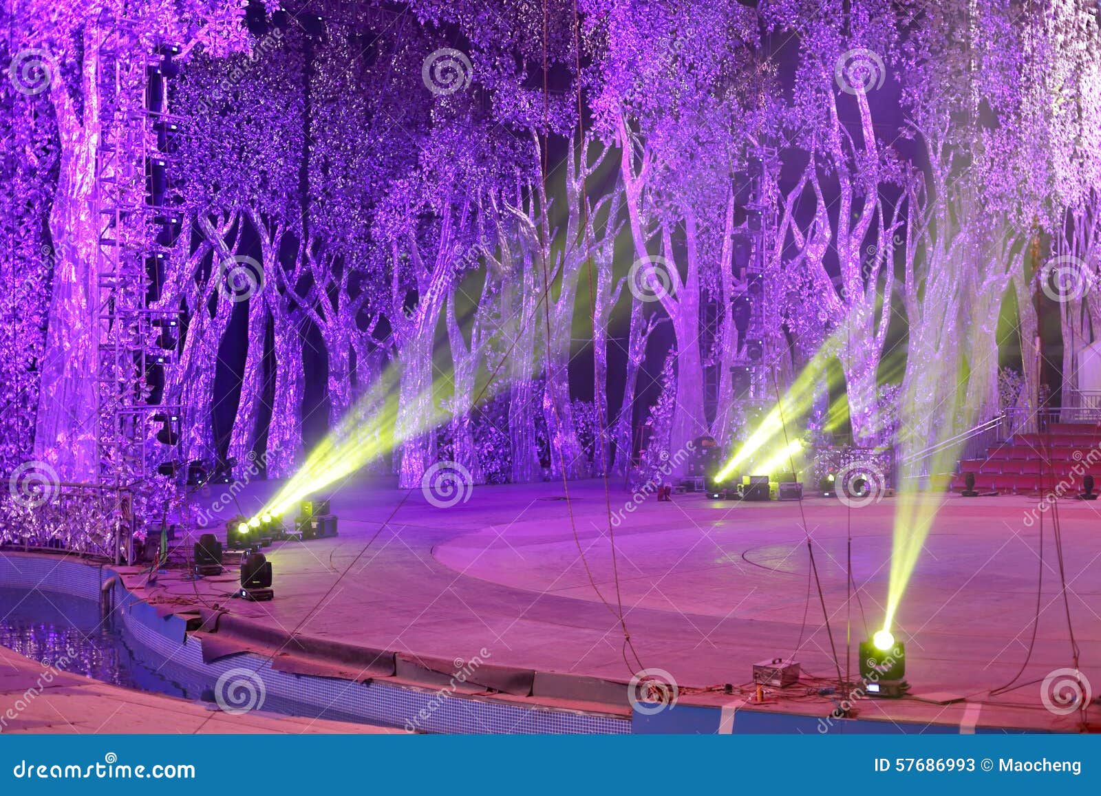 Stage Lights with Tree Background Stock Image - Image of stage, meganta ...