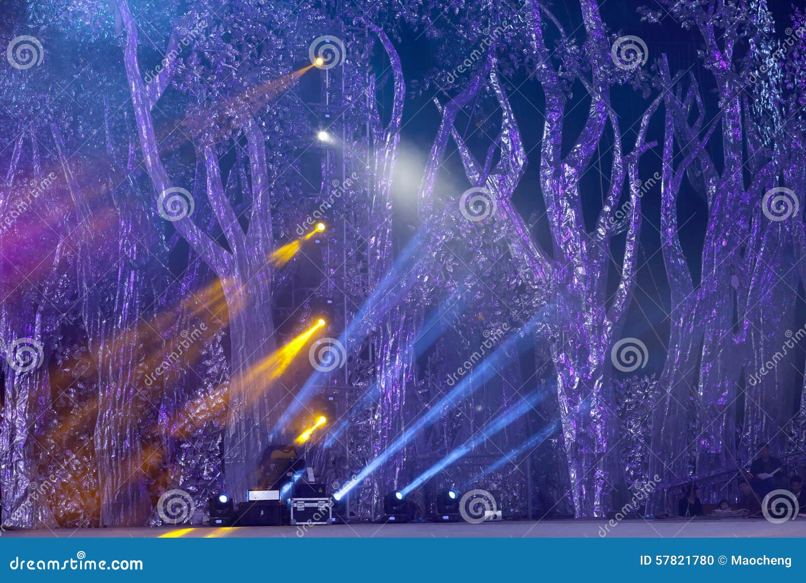 Stage Lights with Trees Background Stock Photo - Image of theater ...