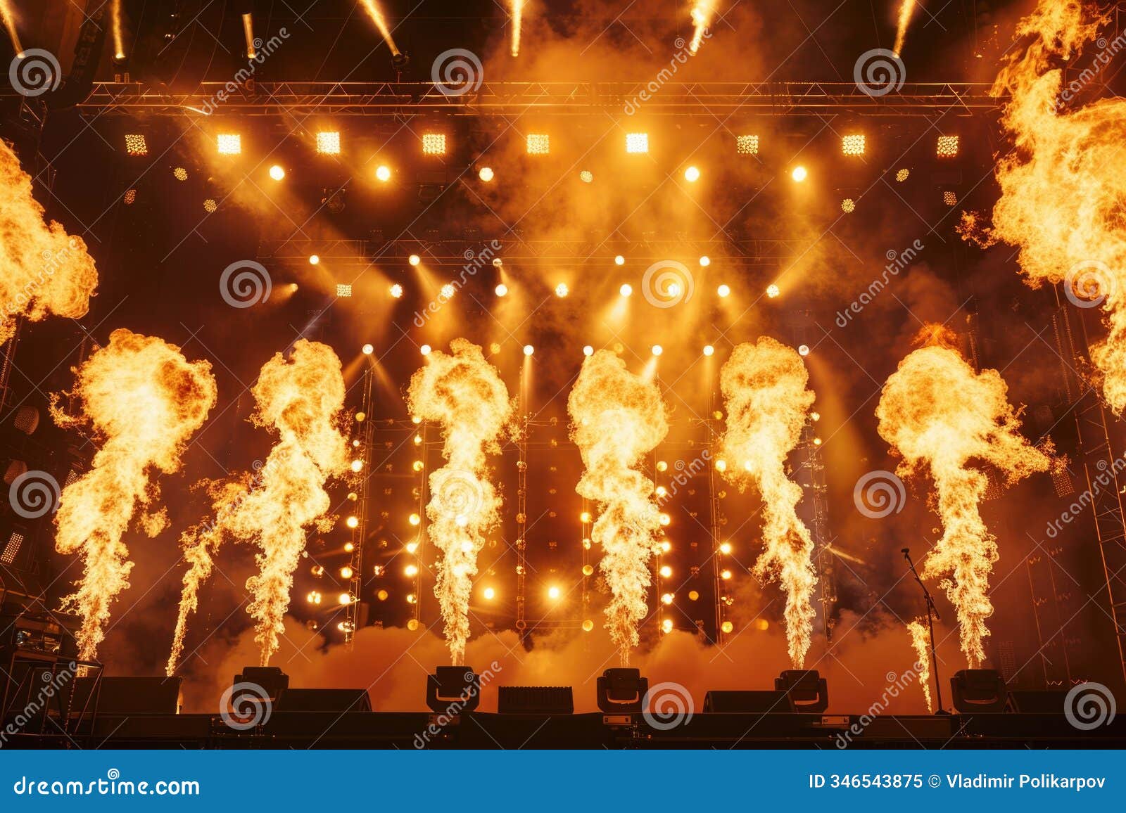A Stage Lit Up with Bright Lights and Smoke Effects, Ideal for Concert ...