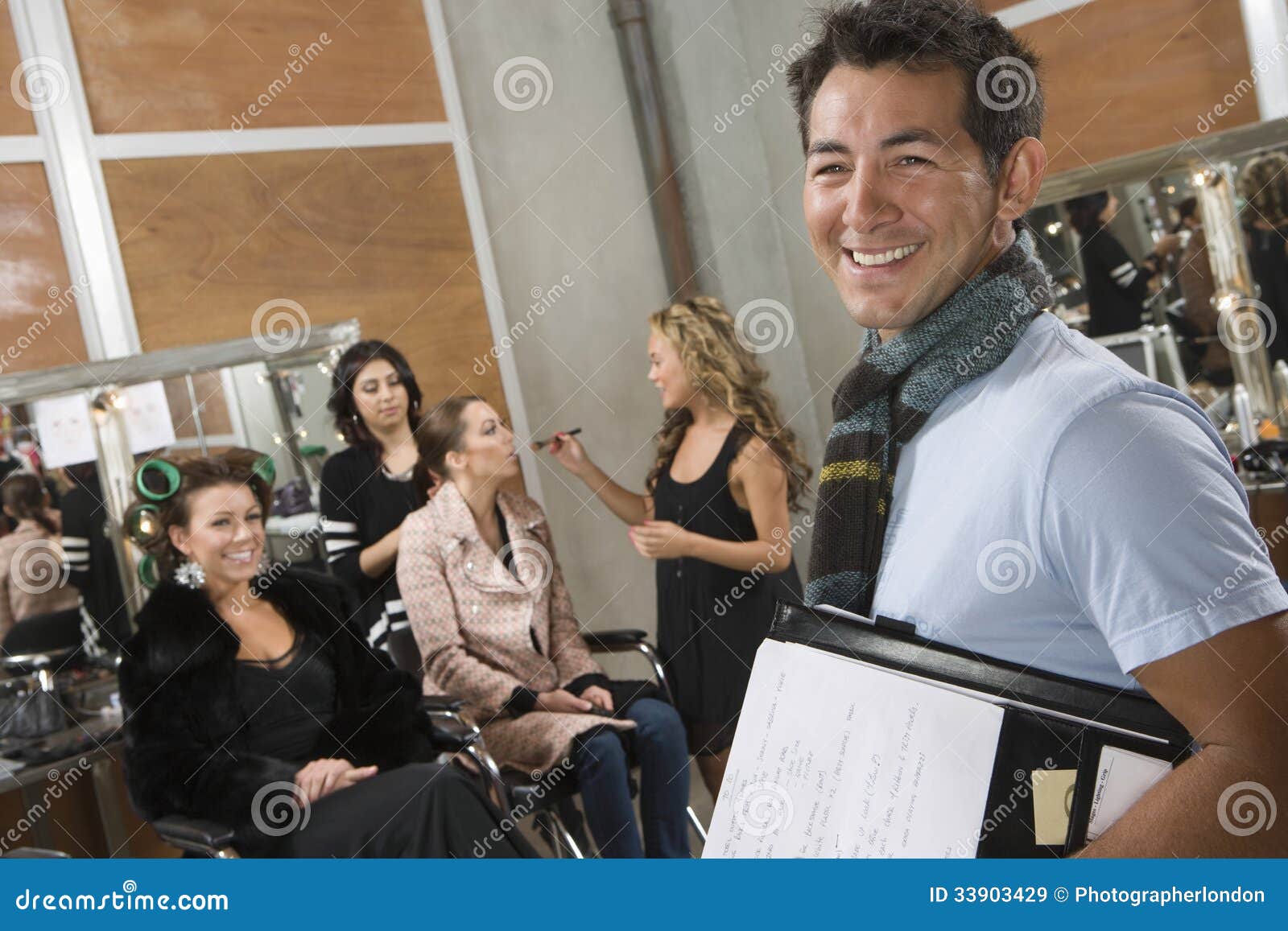 Stage Manager and Models in Dressing Room Stock Image - Image of ...