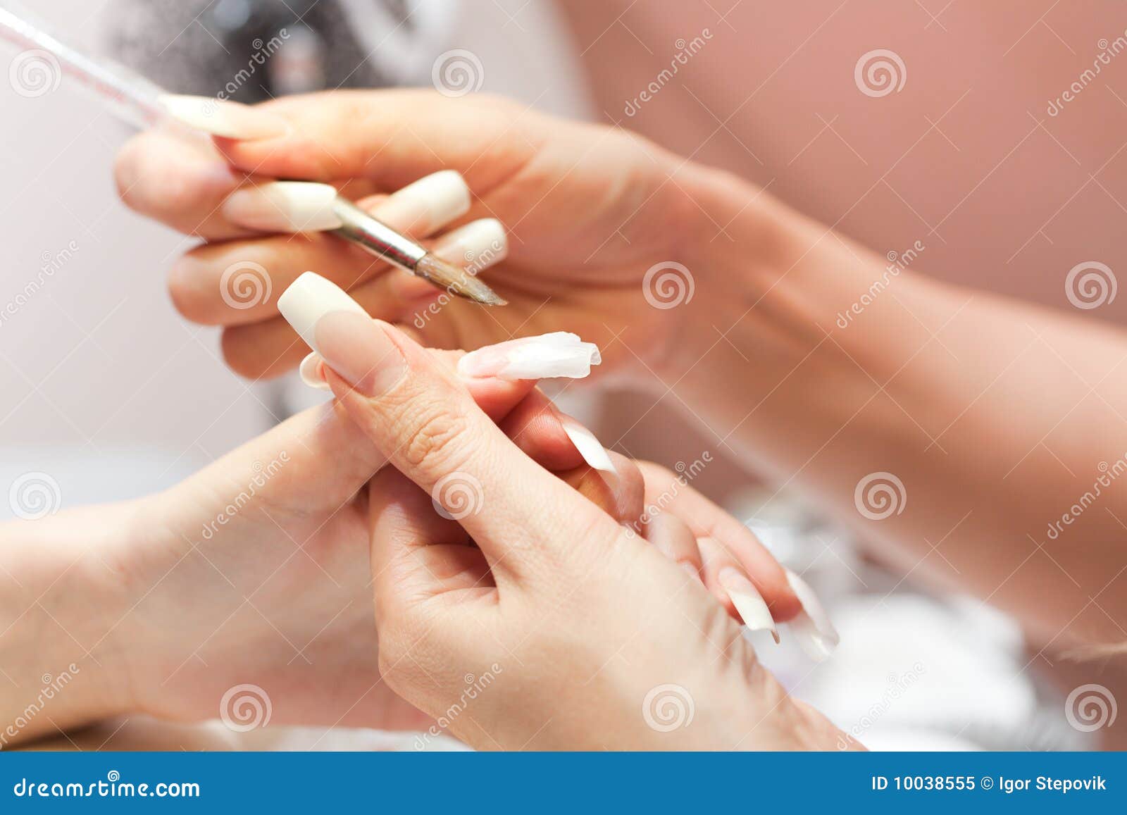 Stage of Manicure: Modeling of Nail with Acryl Stock Image - Image of ...