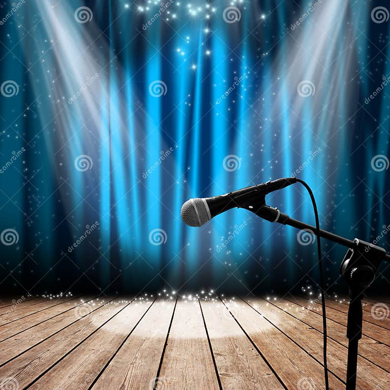 Stage and microphone stock photo. Image of spotlight - 19968432