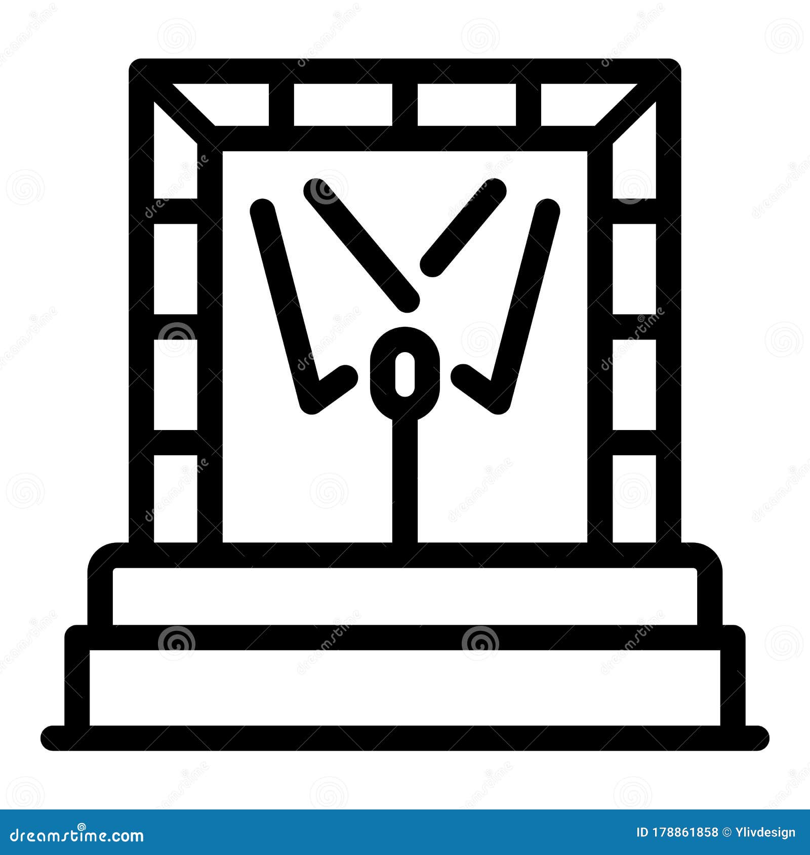 Stage and Microphone Icon, Outline Style Stock Vector - Illustration of ...