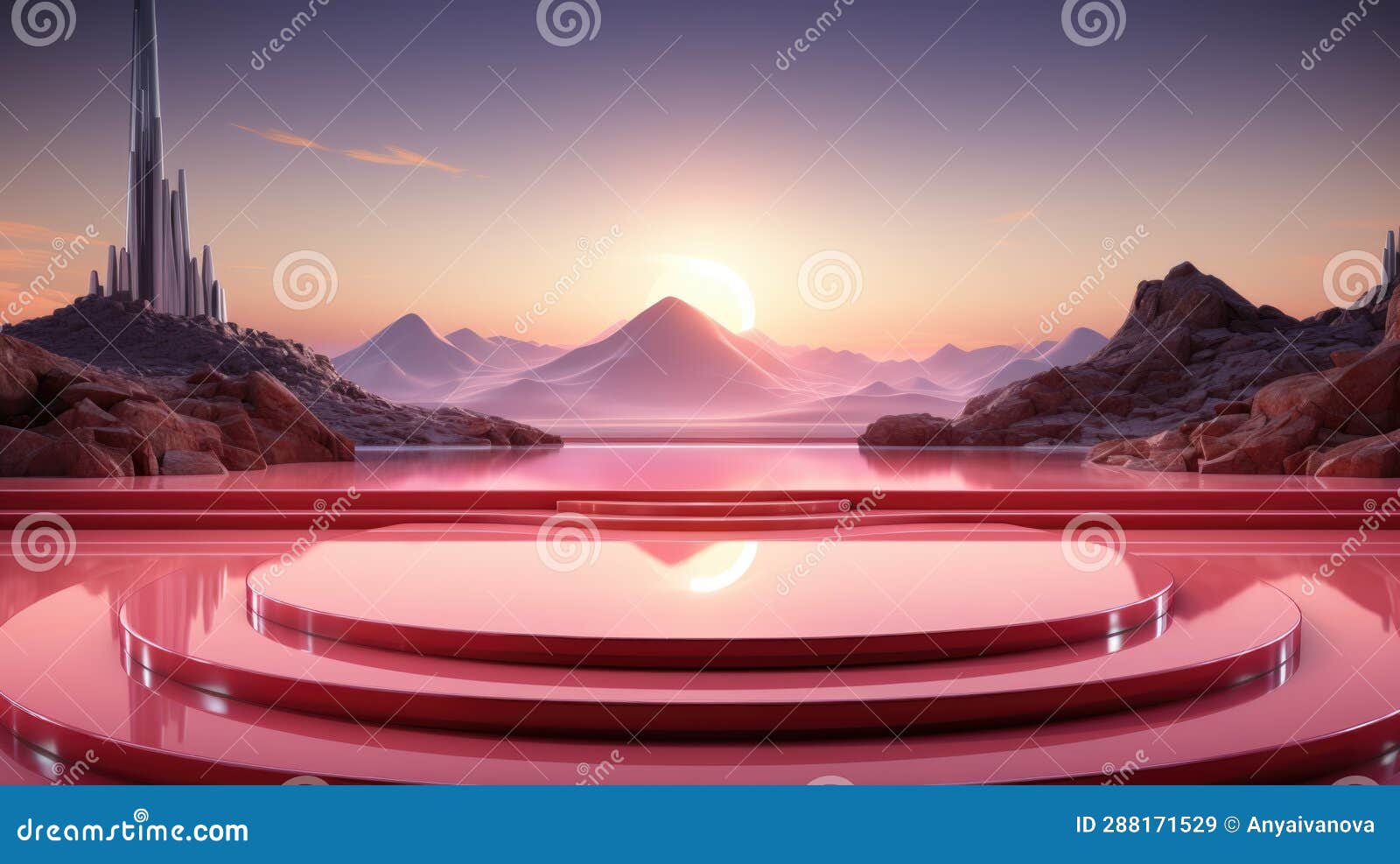 A Stage in the Middle of a Desert with a Mountain in the Background ...