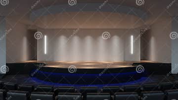 Stage Mock Up 3d Rendering. Empty Wall Screen Template Stock ...