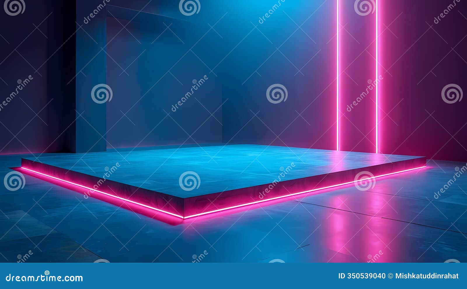 Stage with Neon Outlines in Cyberpunk Vibe Stock Illustration ...