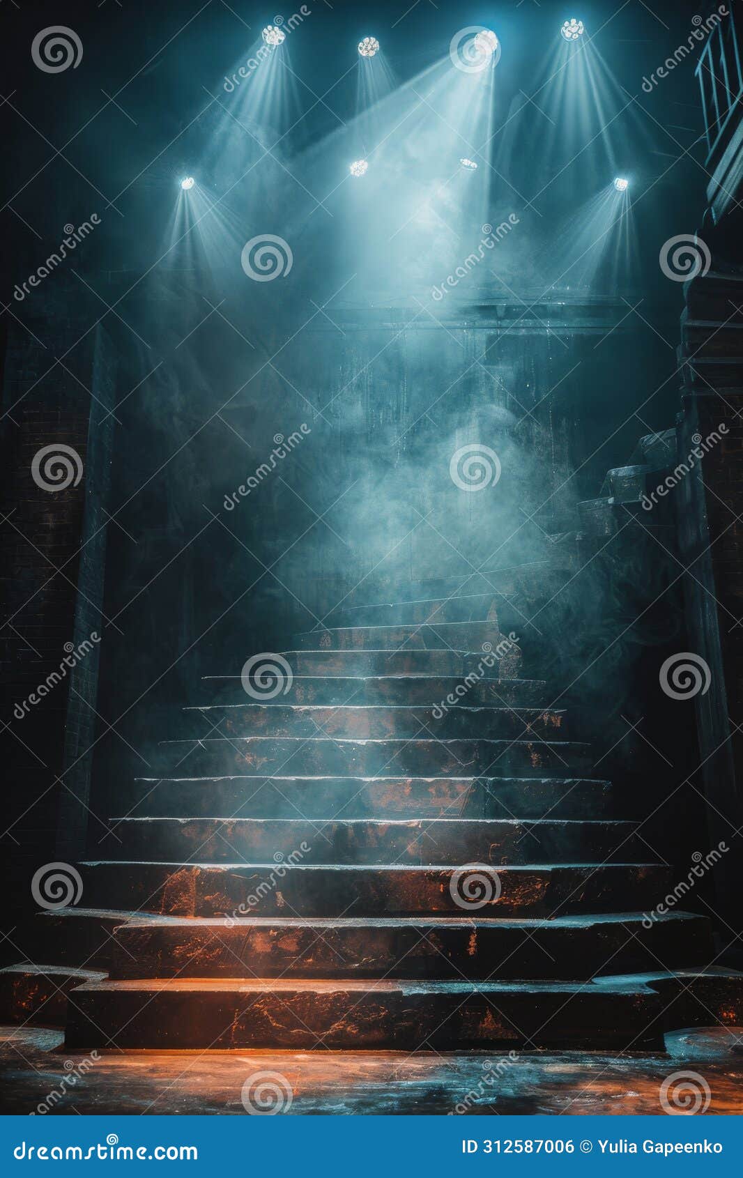 Stage with Numerous Stairs and Light Setup Stock Photo - Image of ...