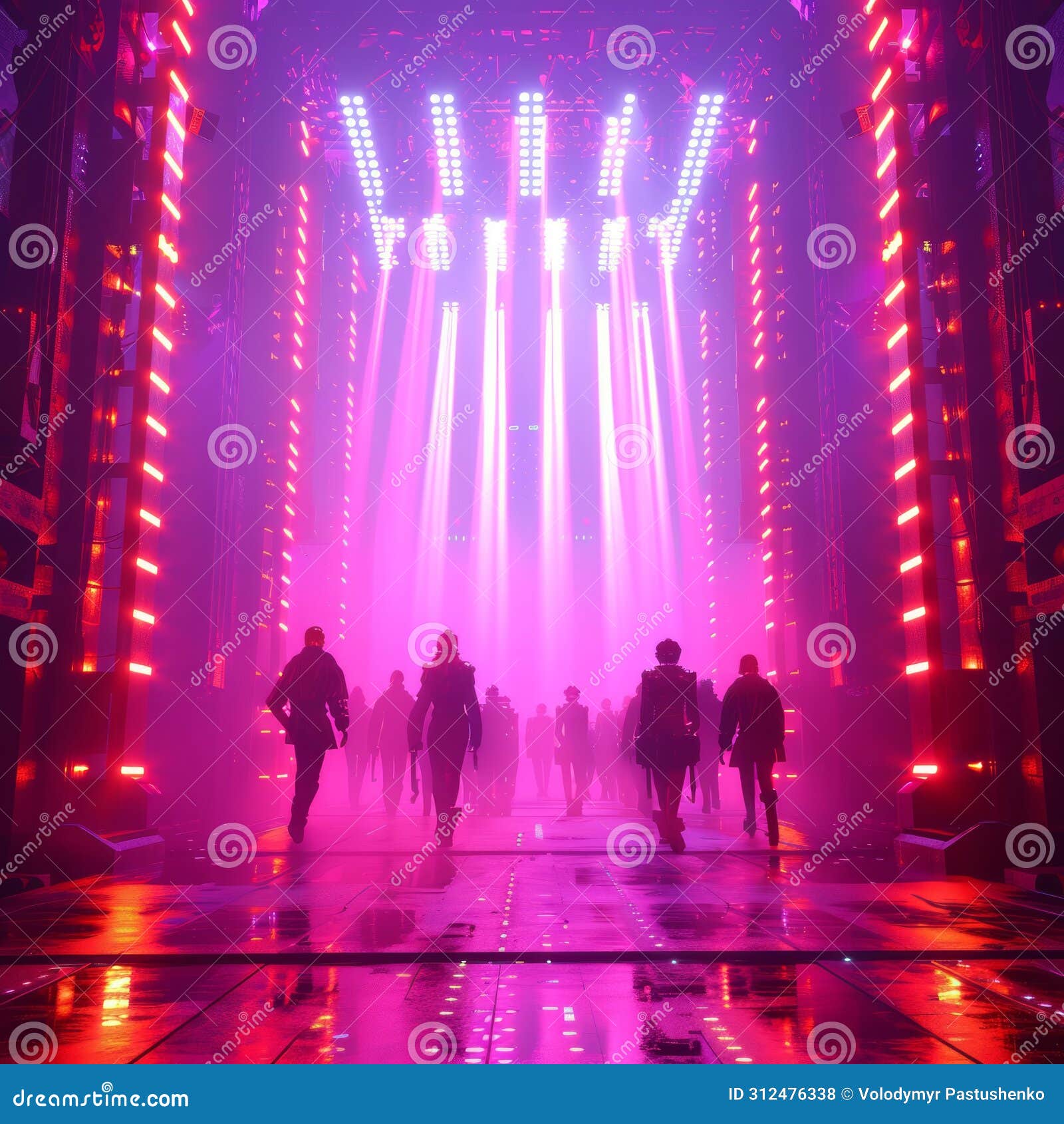 A Stage with People Walking through it Stock Photo - Image of light ...