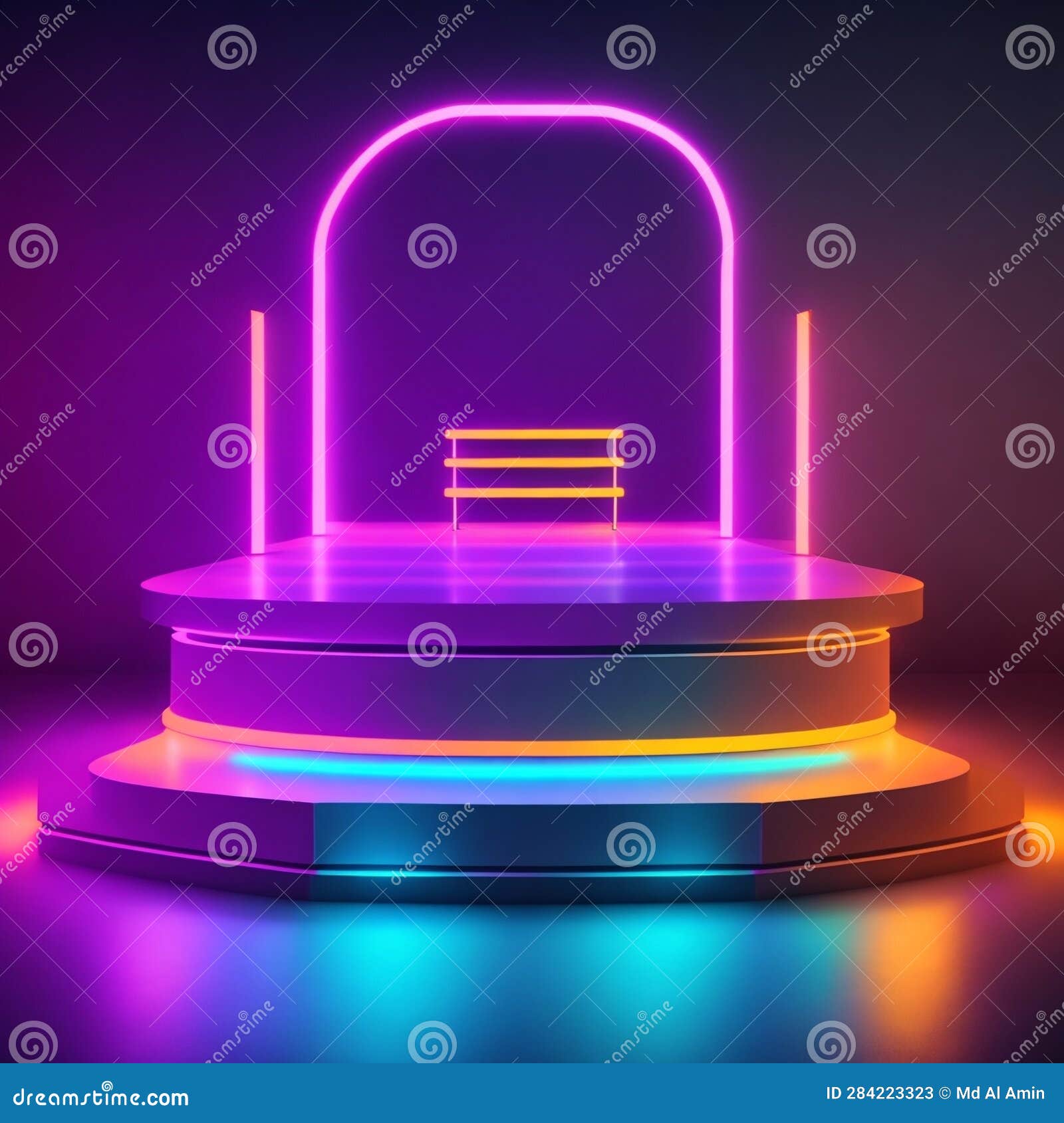 Stage with Pink and Red Tone Lights Abstract Neon Light Background ...