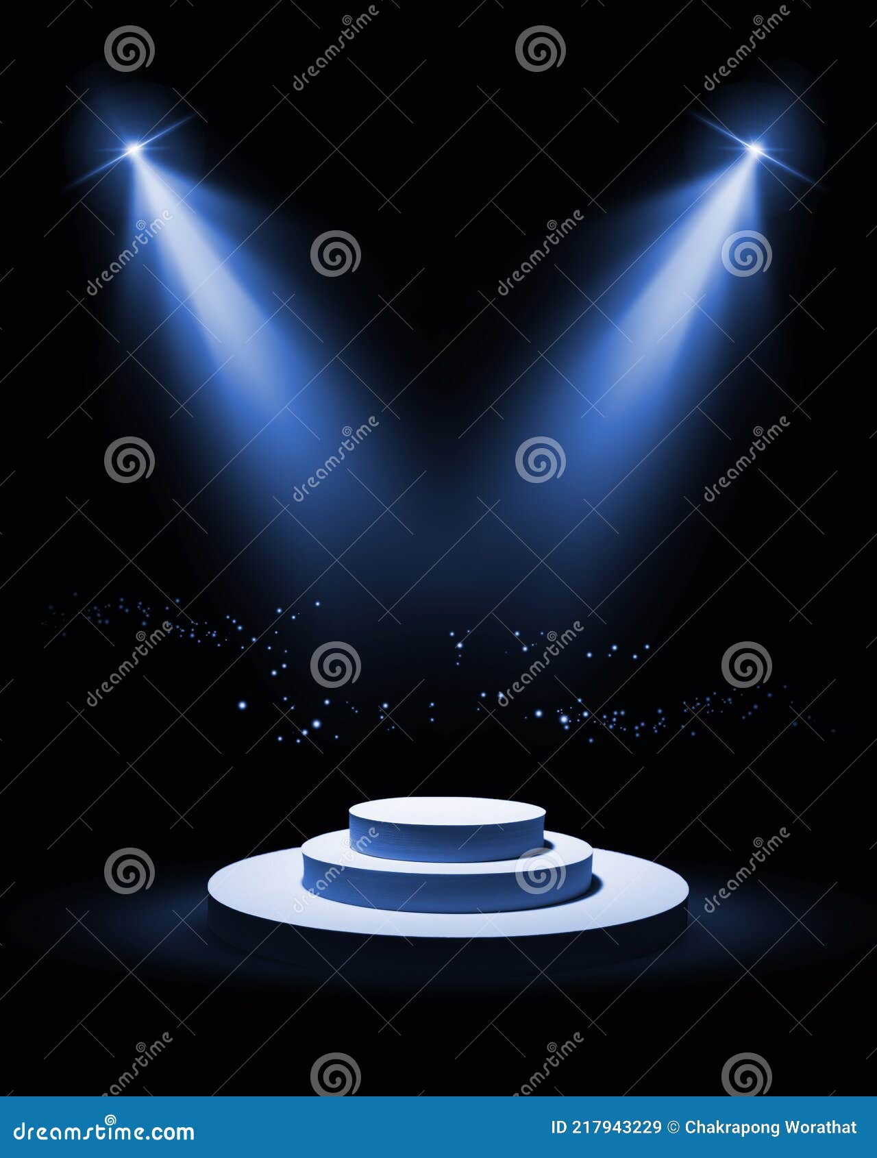 Stage Podium with Blue Lighting, Stage Podium 2 Spots Scene Blue ...