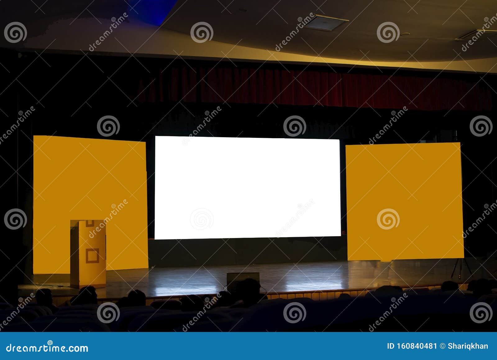 Stage Podium Screen in the Auditorium Theater Stock Image - Image of ...