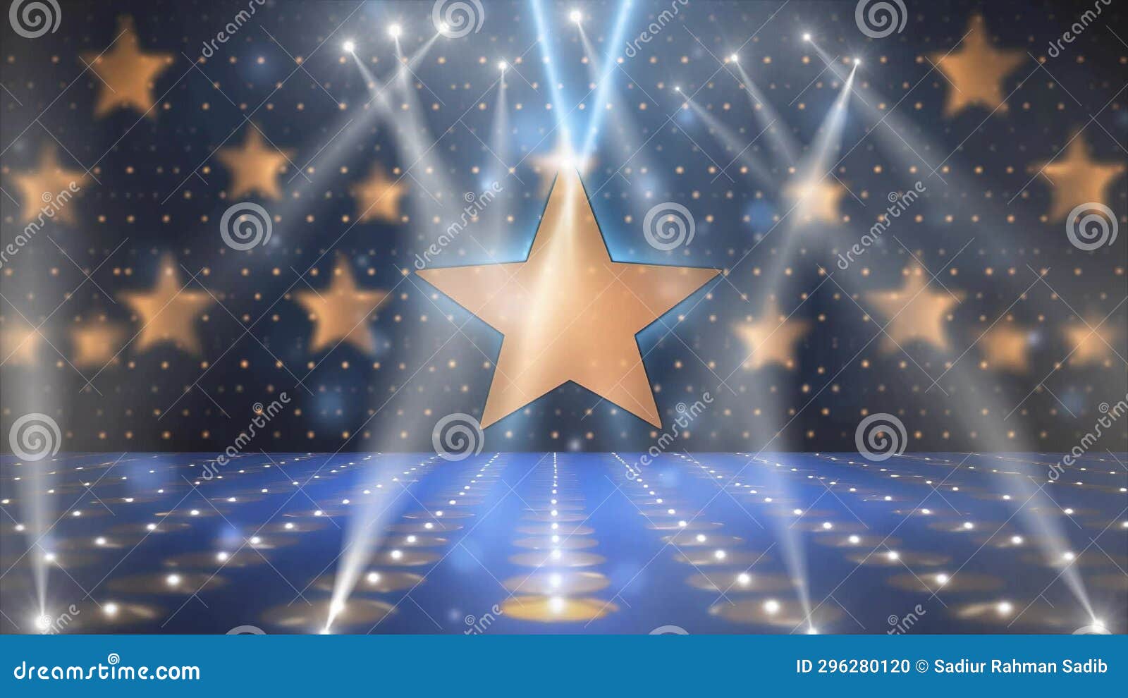 Stage Podium with Sparkling Star and Spotlights. Stock Footage - Video ...