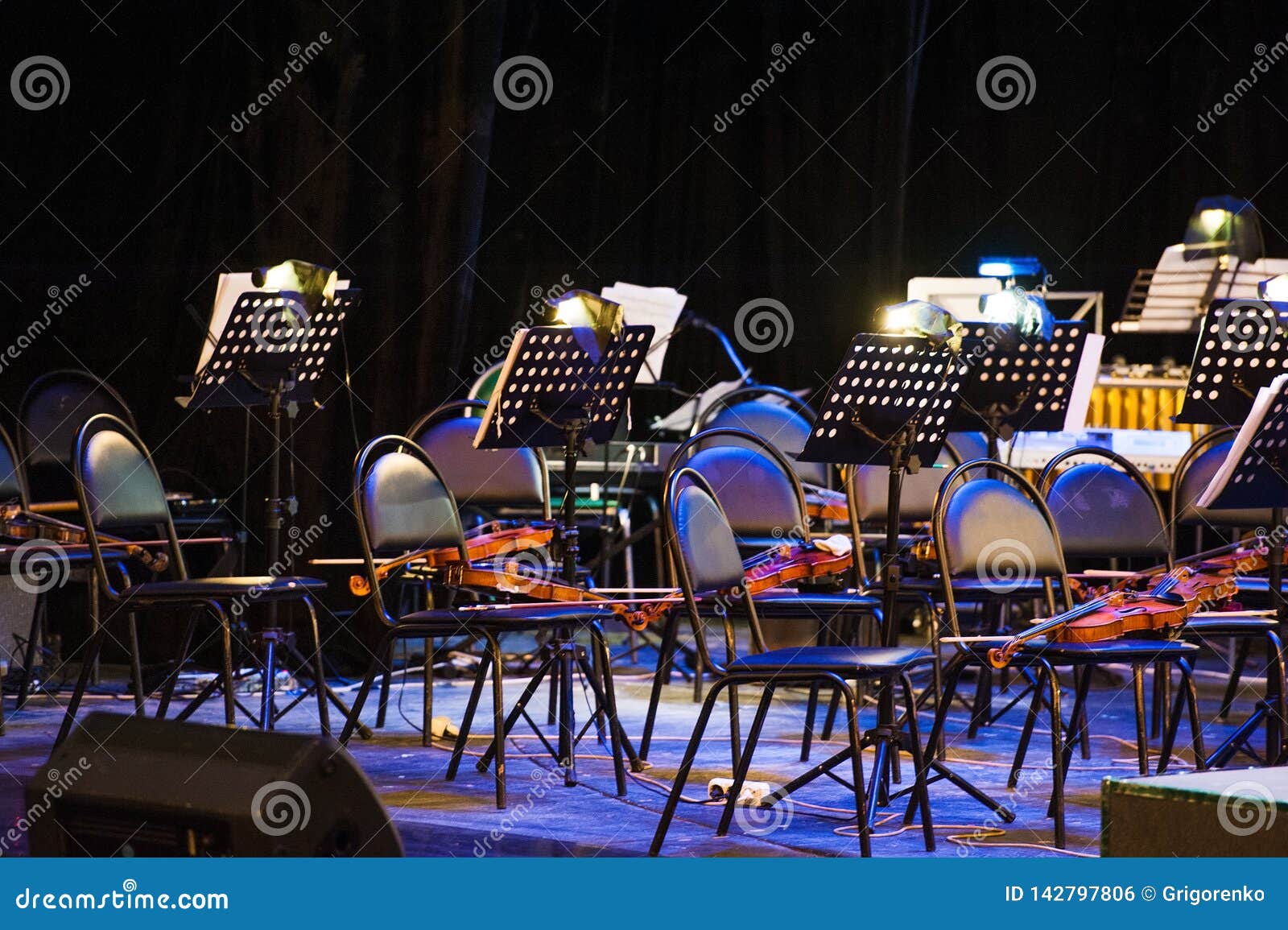The Stage is Ready for the Orchestra Stock Photo - Image of orchestra ...