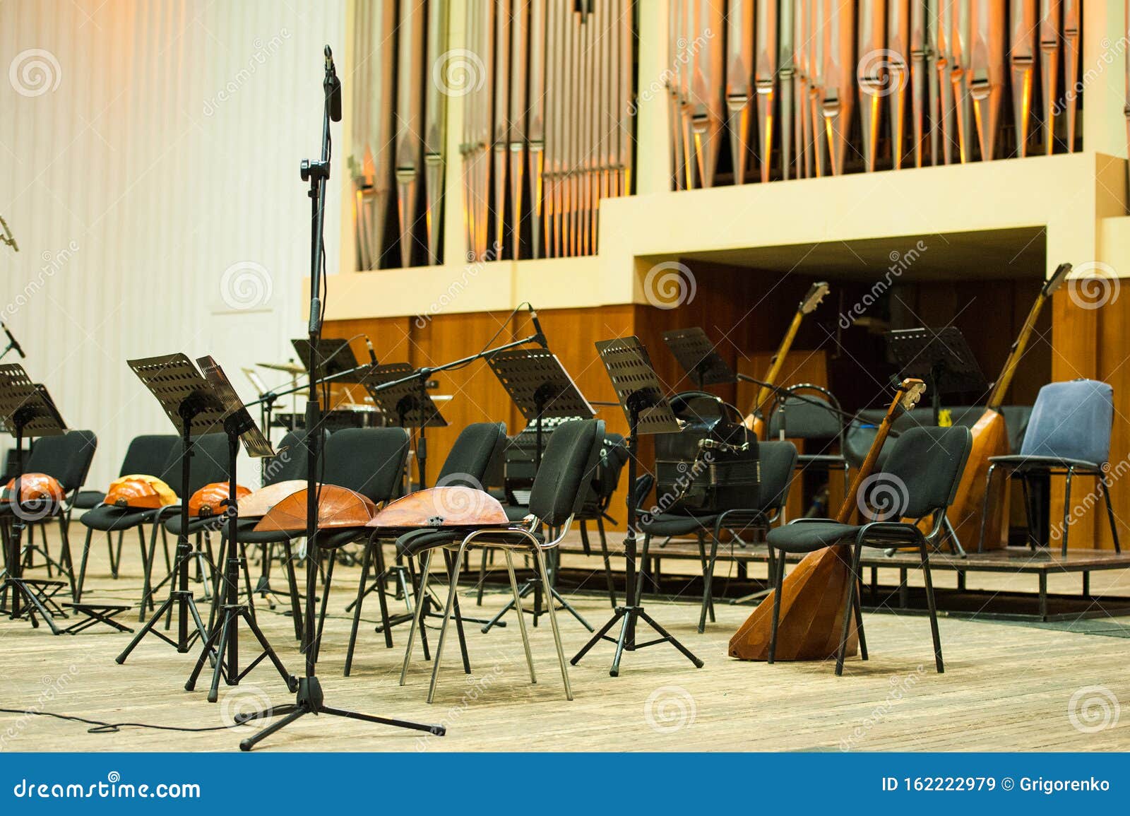 The Stage is Ready for the Orchestra Stock Image - Image of play ...