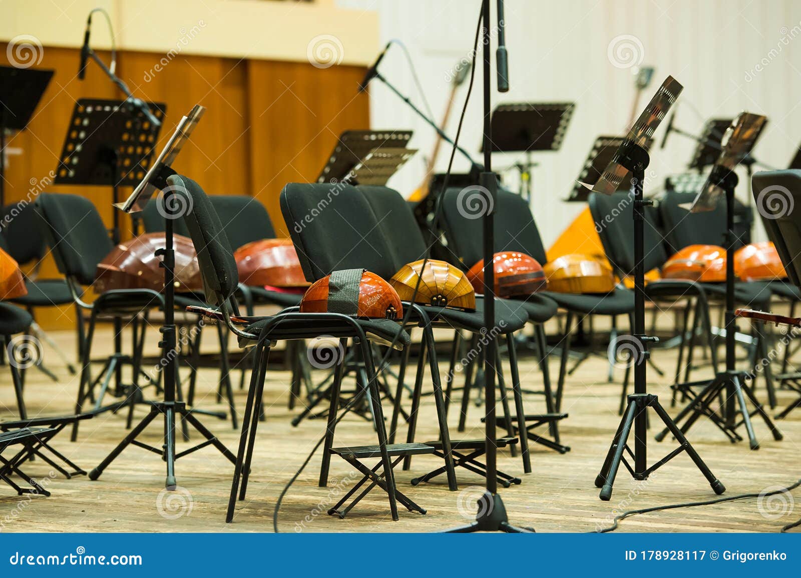 The Stage is Ready for the Orchestra Stock Image - Image of trumpet ...